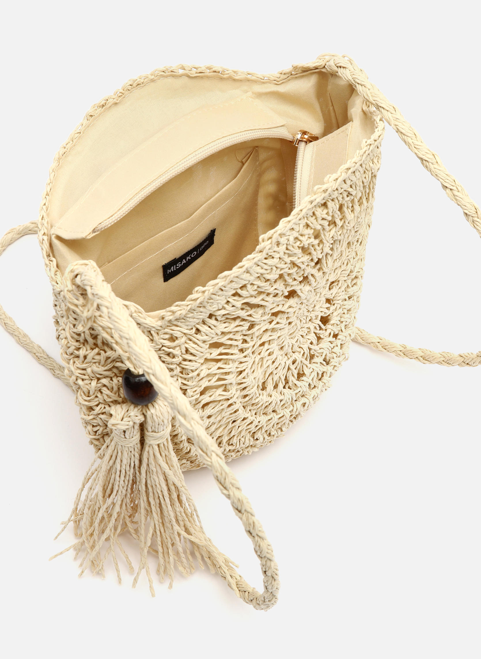Misako Sacs à main Sac en raphia Roundy Beige femme beige | Sarenza France