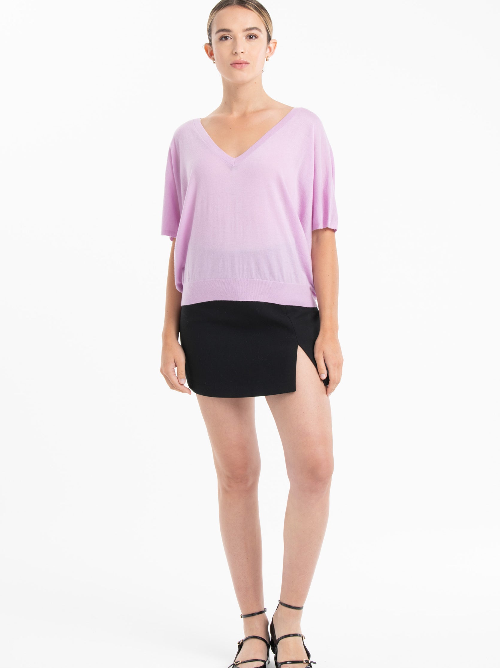 Studio Cashmere8 Pulls Pull col V à manches chauve souris femme en cachemire & laine ultrafin ...