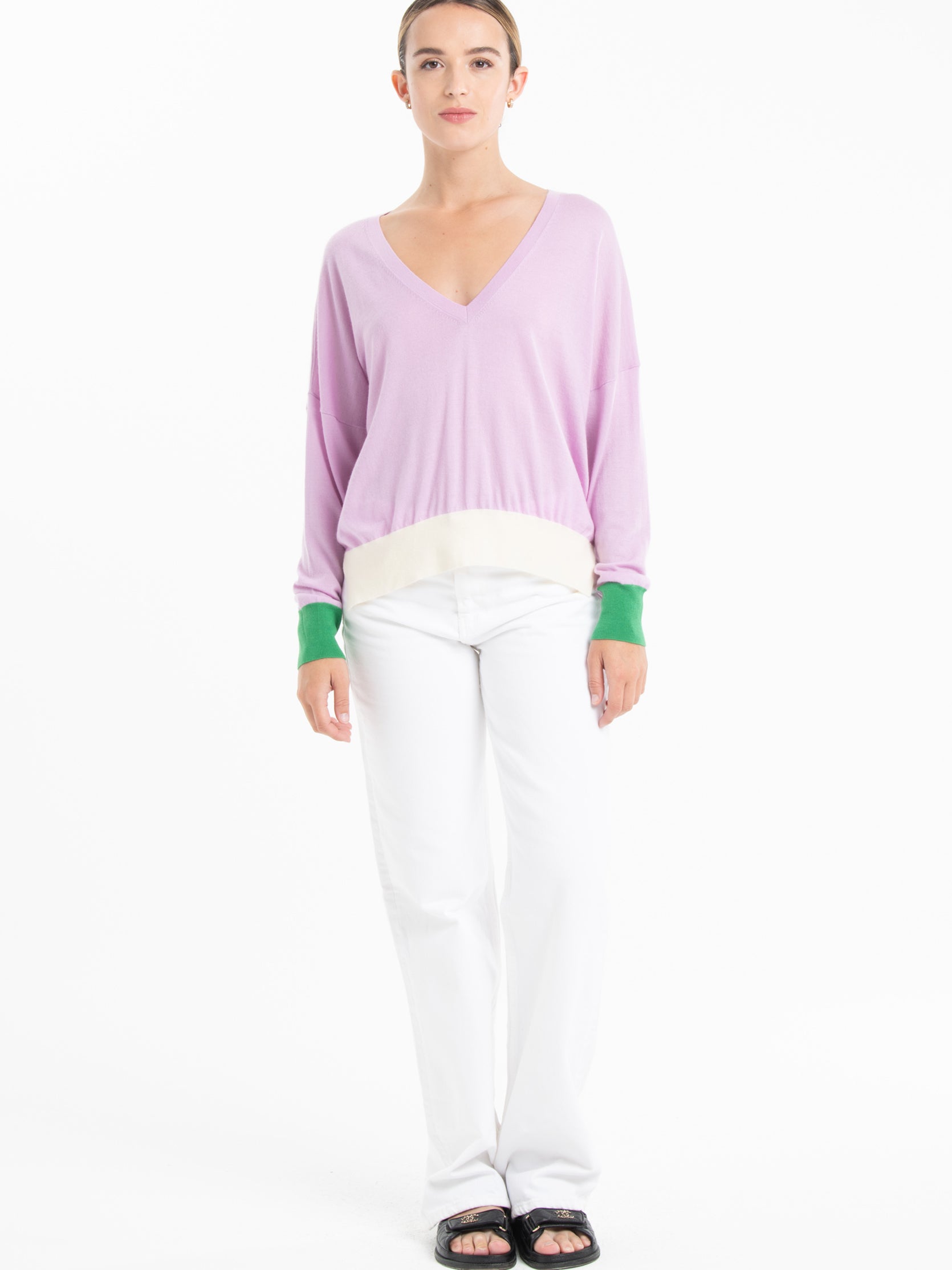 Studio Cashmere8 Pulls Pull col V femme en cachemire & laine ultrafin - KELLY 10 femme violet ...