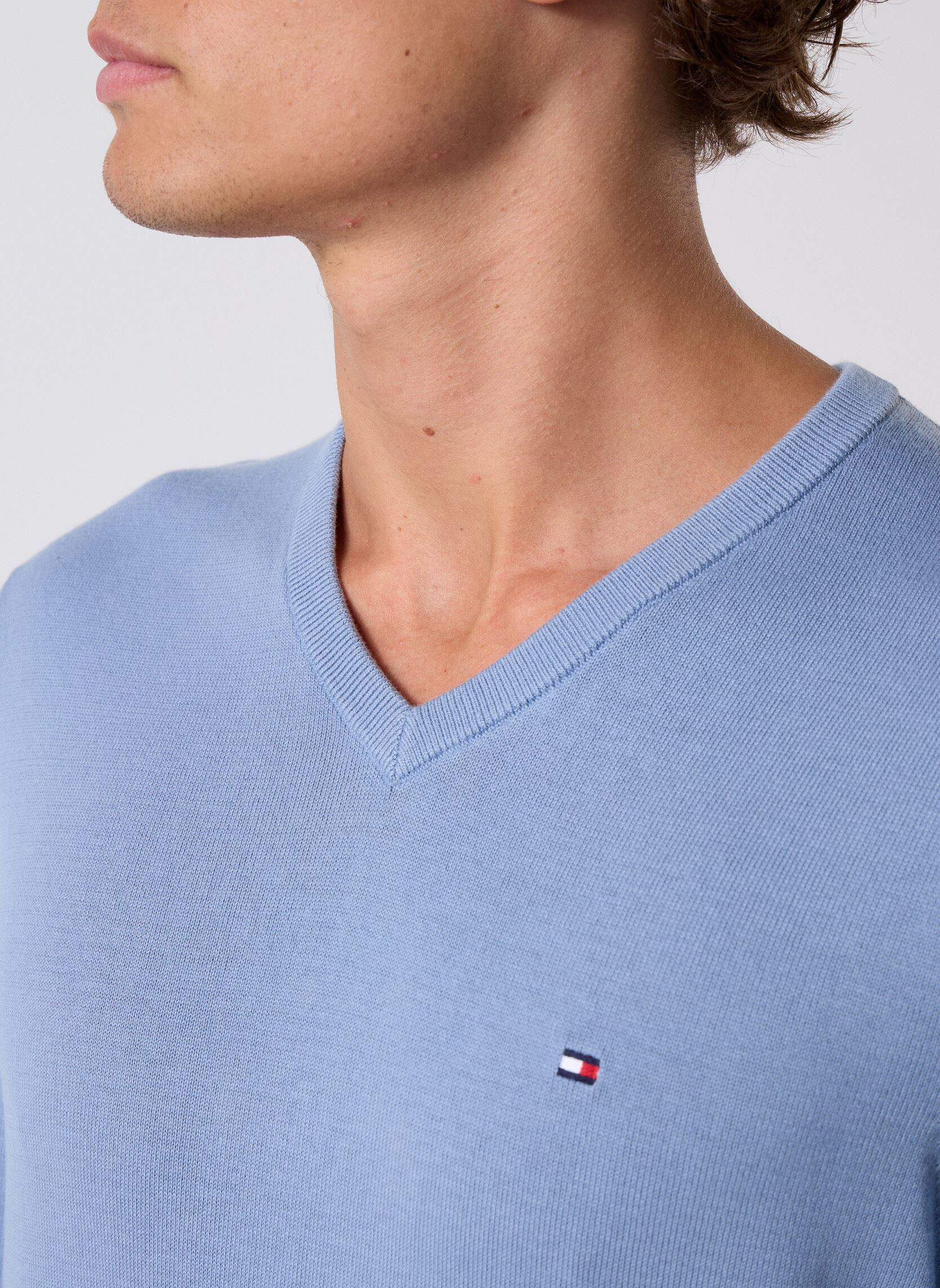 Tommy Hilfiger Pulls Essential Cotton V MW0MW14745C2B homme bleu ...