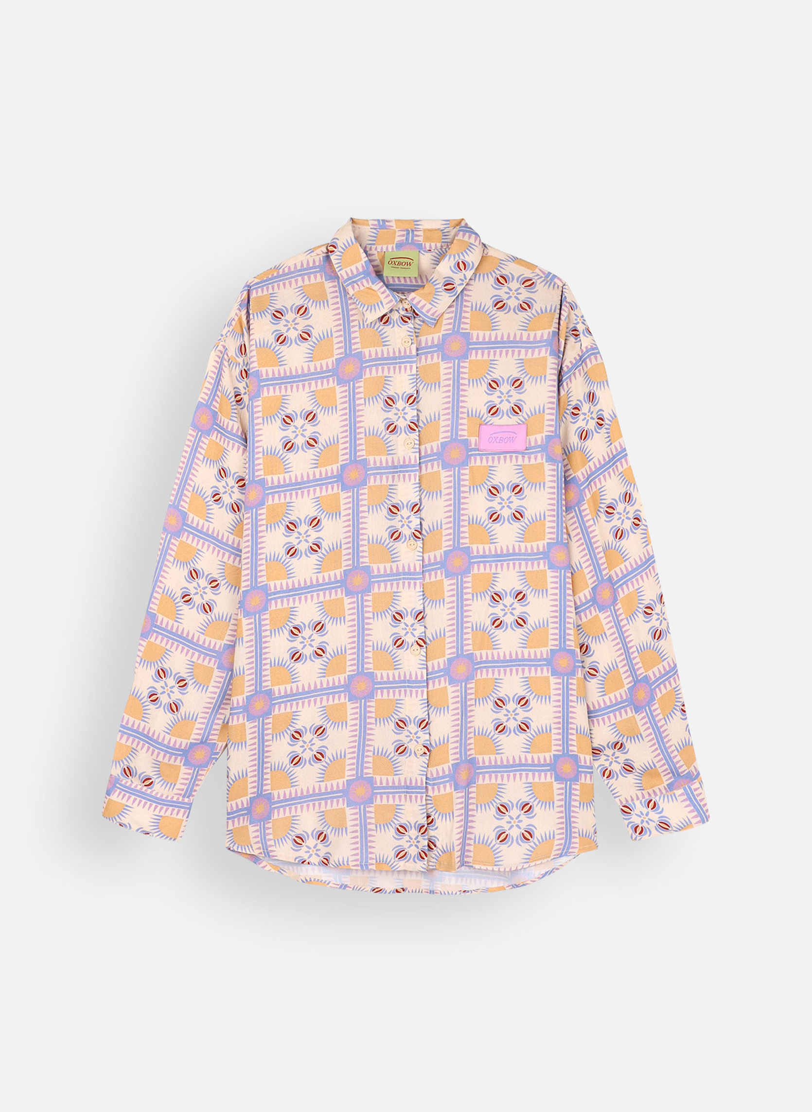 Oxbow Chemises manches longues Chemise en gaze de coton imprimée ANDRO ...