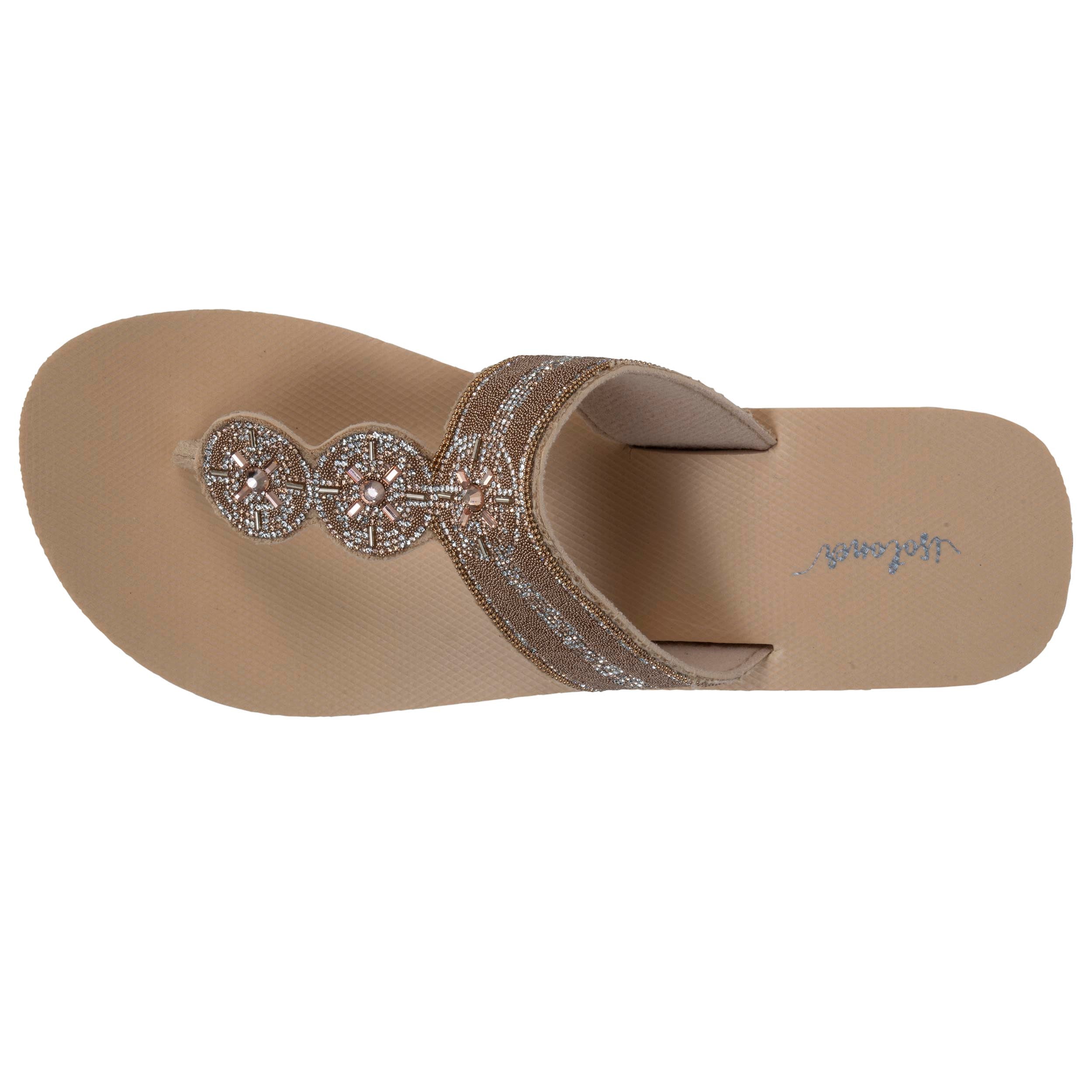 Isotoner Tongs Tongs Femme tige large strass talon Beige femme beige ...