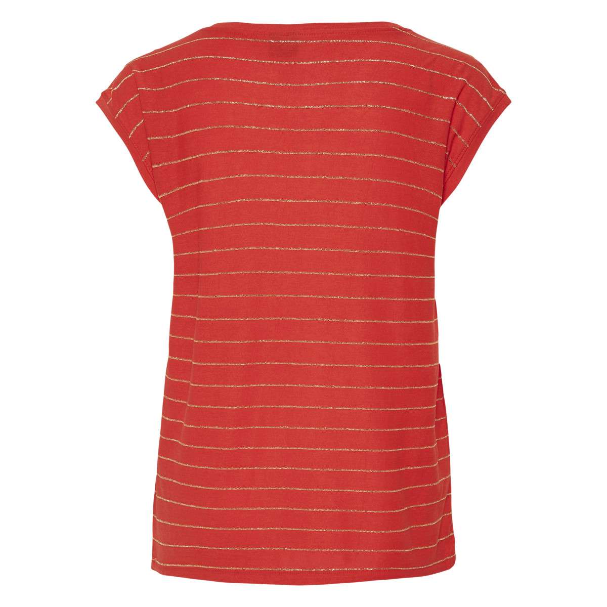 Pieces Tee-shirts manches courtes T-shirt rouge à rayures dorées ...