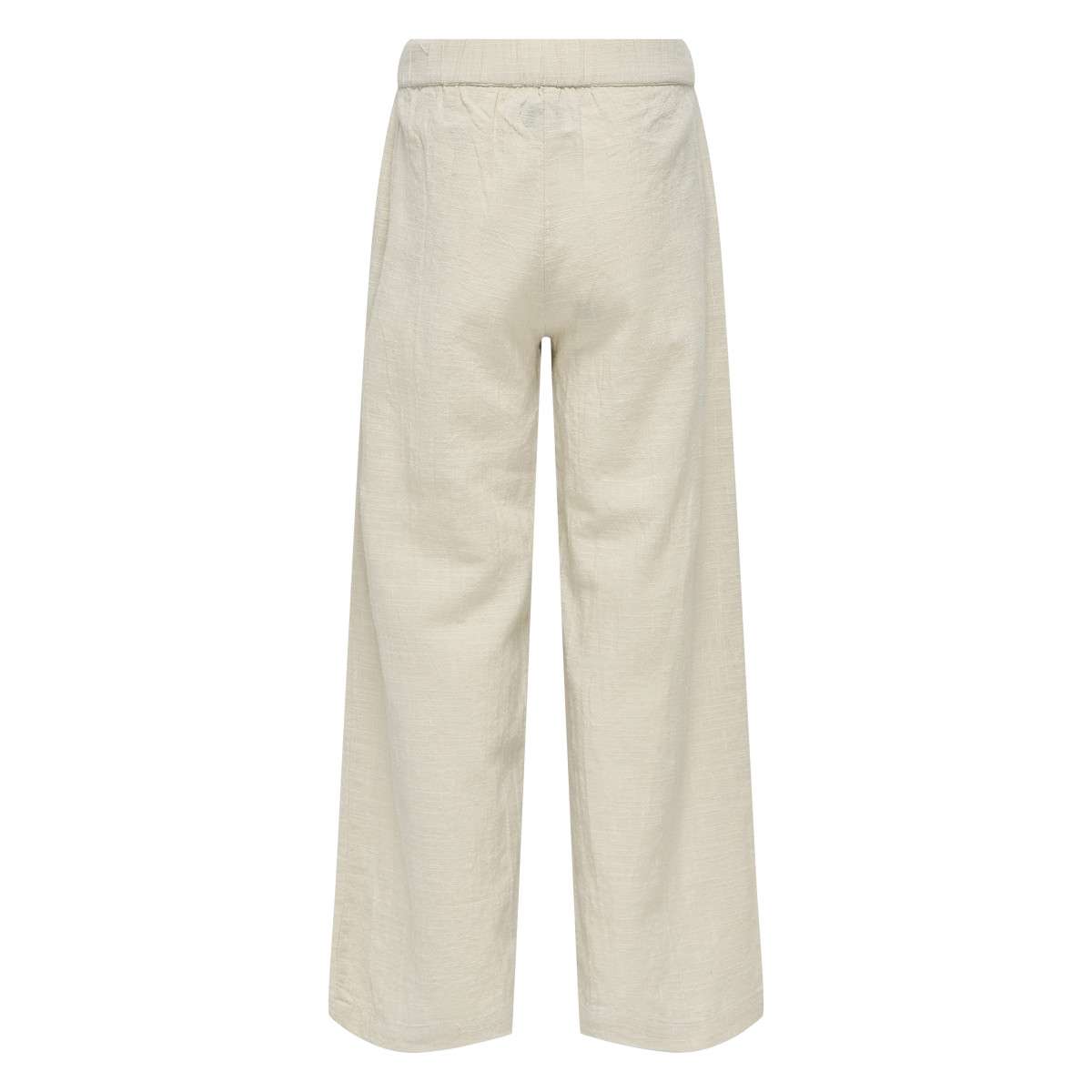 ONLY Pantalons Chino en coton beige uni large et fluide aspect lin avec ...