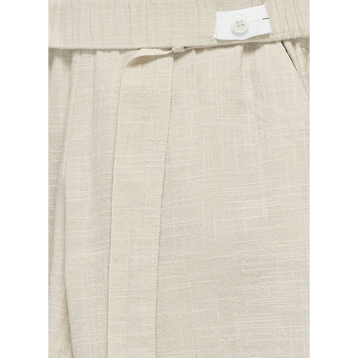 ONLY Pantalons Chino en coton beige uni large et fluide aspect lin avec ...