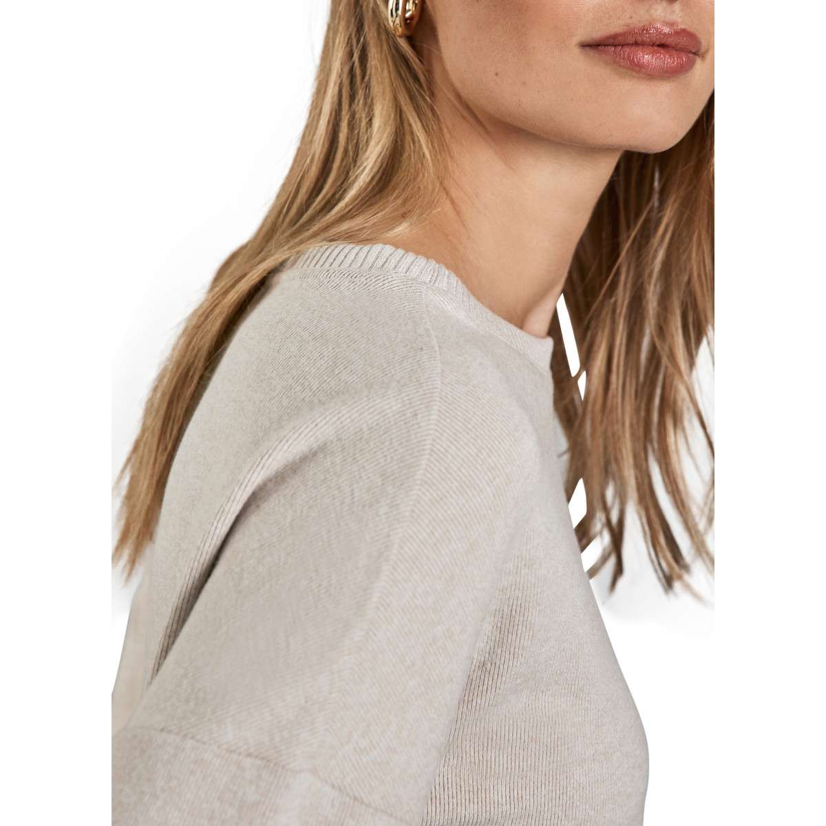 Street One Pulls Pull beige en maille fine à coupe droite avec col rond ...
