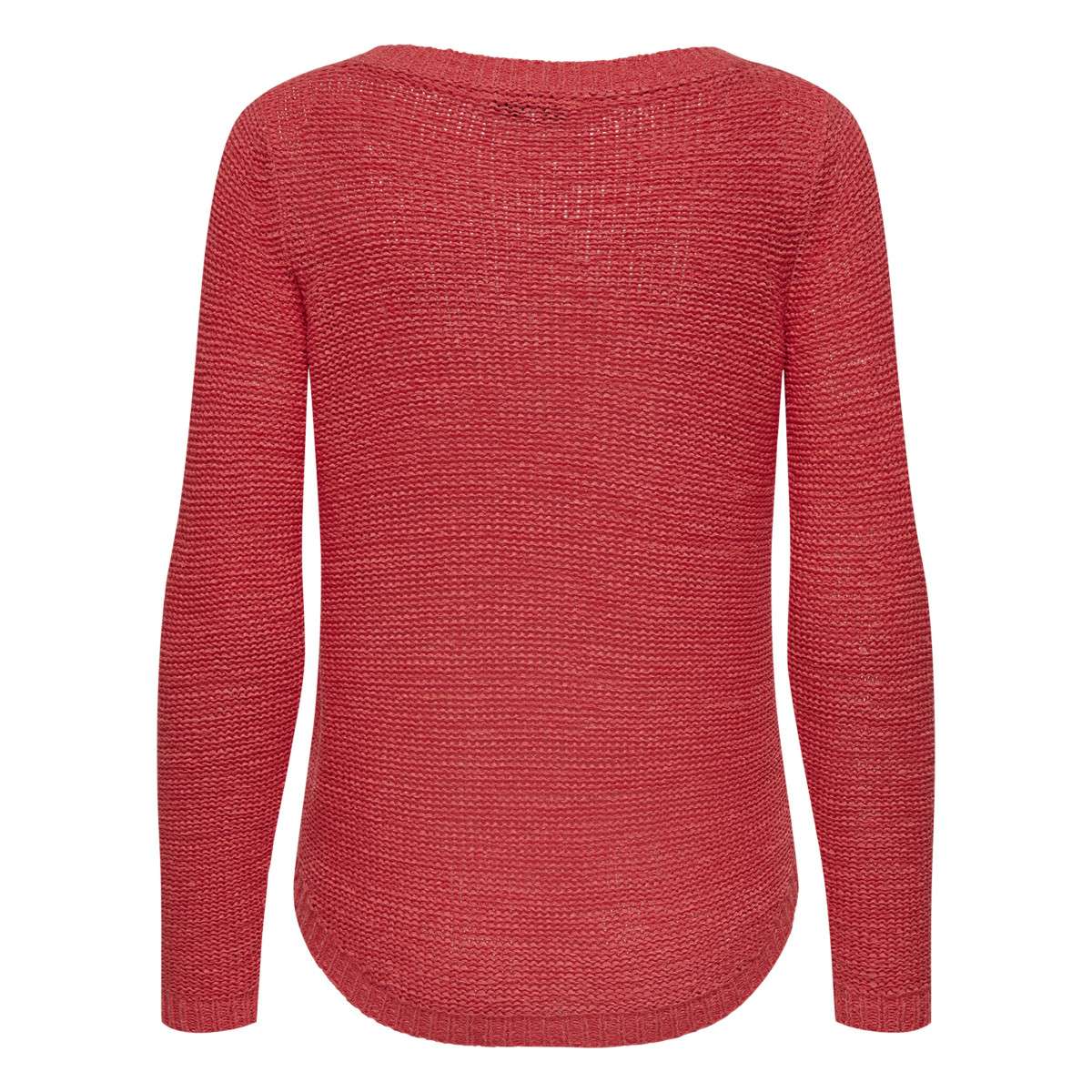 ONLY Pulls Pull rouge uni en maille avec une coupe ajustée et un col ...