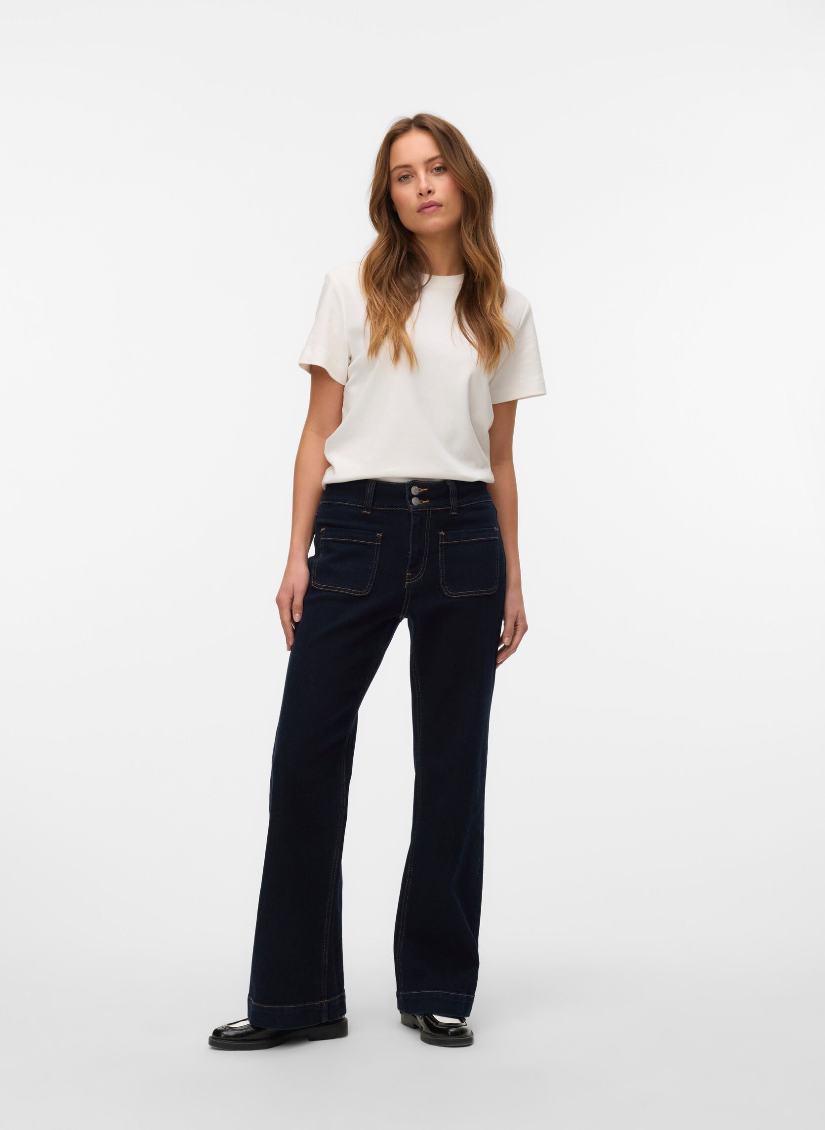 Vero Moda Flared Jeans VMVIVIANNE HR LOOSE FLARED JEANS MIX damen blau ...