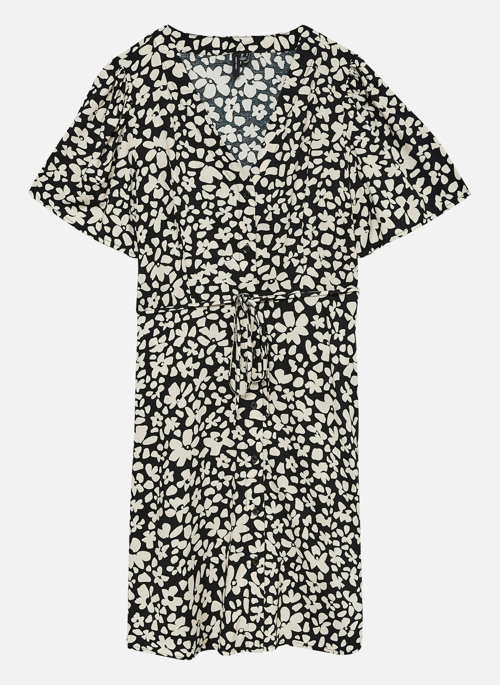Vero Moda Robes Robe courte noire fleurie et boutonnée avec une coupe ...