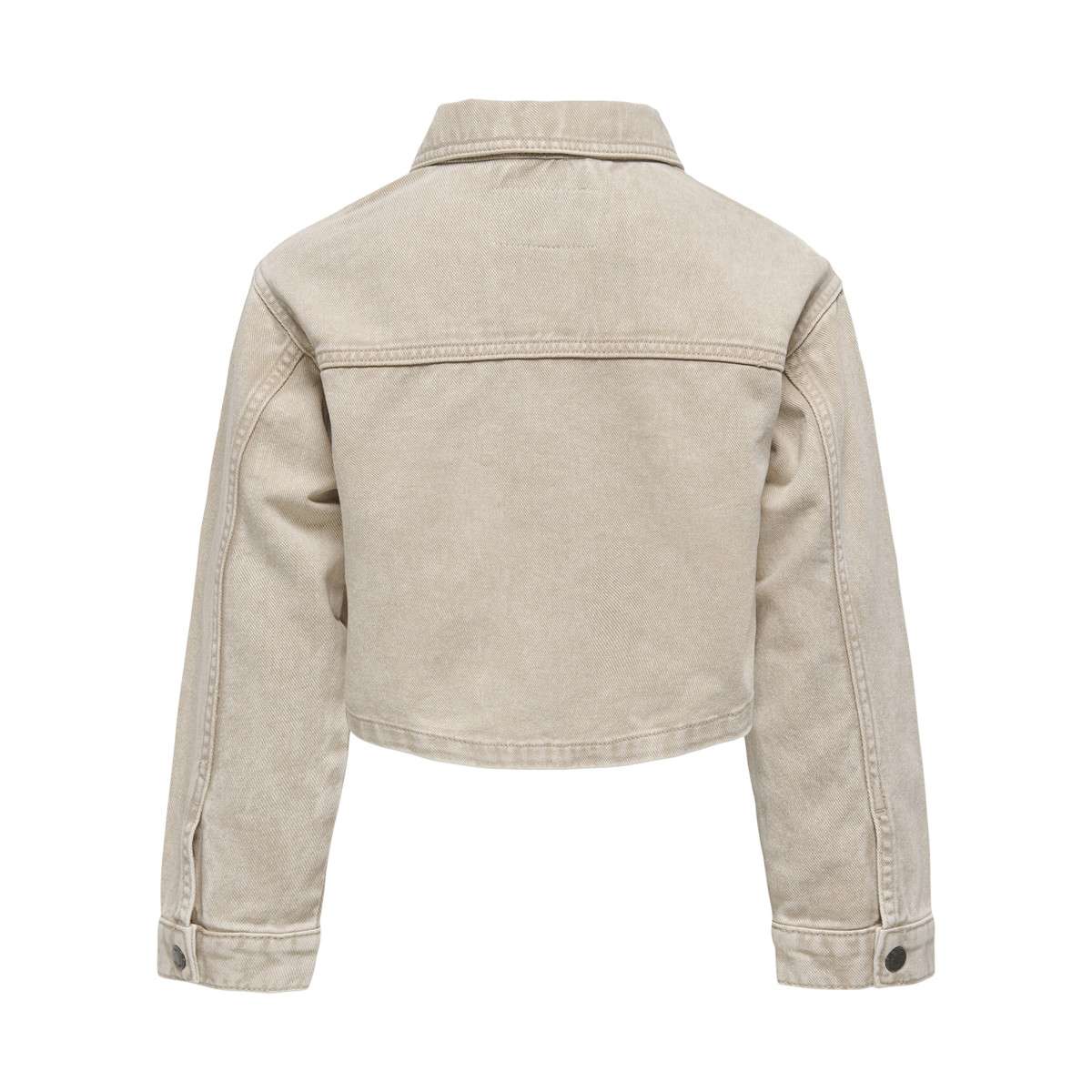 ONLY Vestes Blouson en Jean en coton beige uni à coupe droite, col à ...
