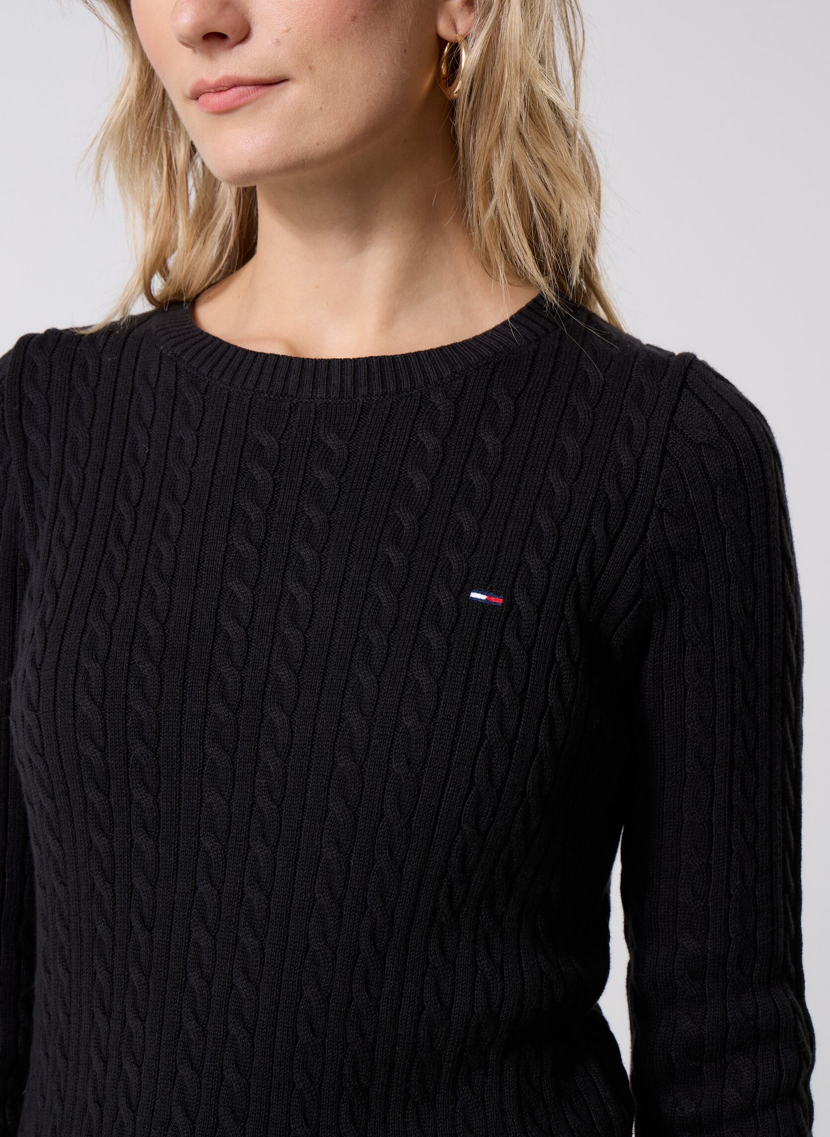 Tommy Jeans Pullover Tjw Cable Essential DW0DW22165 damen schwarz ...
