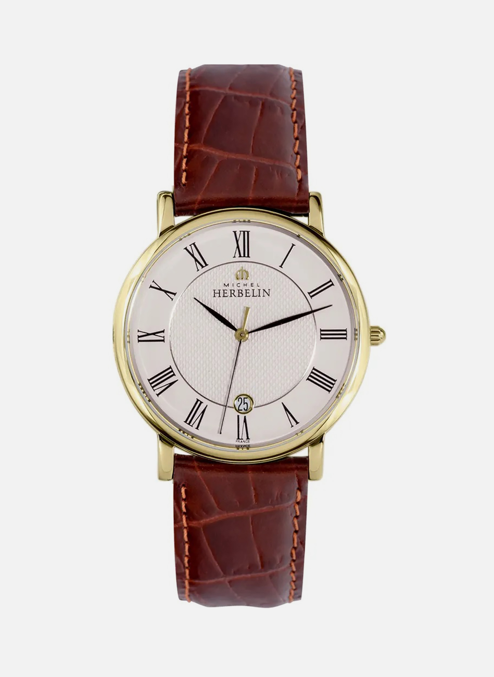Herbelin Montres Montre classique Herbelin cuir marron chiffres romains ...