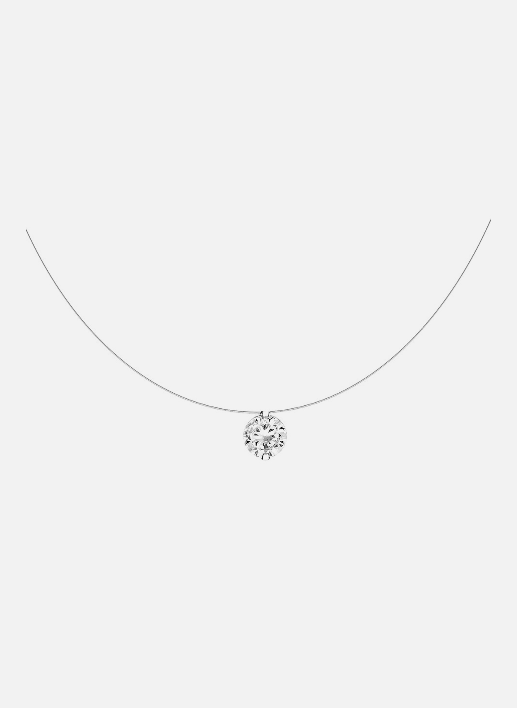 AGATHA Colliers Collier Agatha argent rhodié fil transparent oxyde ...