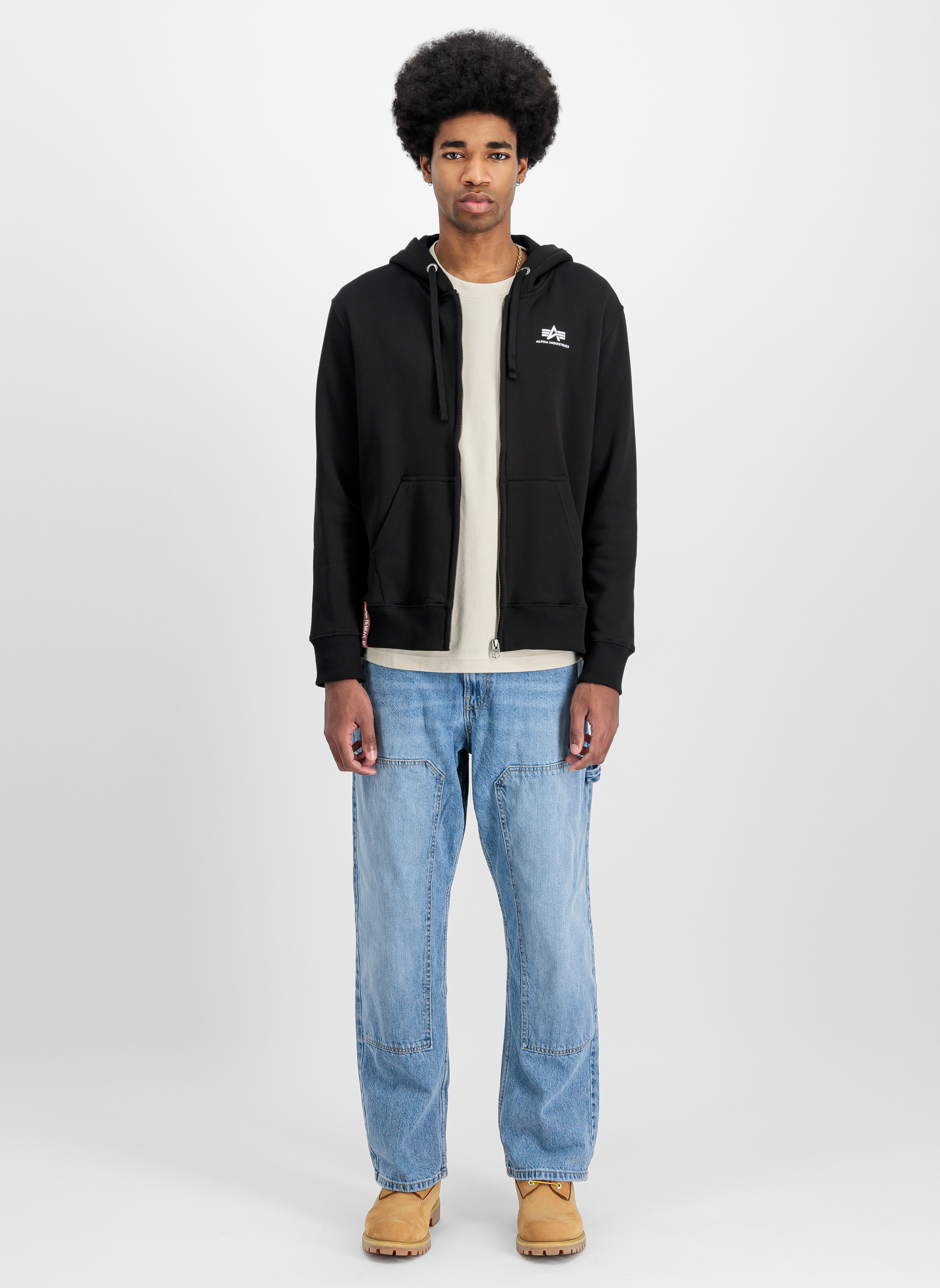 Alpha Industries Sweats à capuche Basic Small Logo Zip Hoodie homme ...