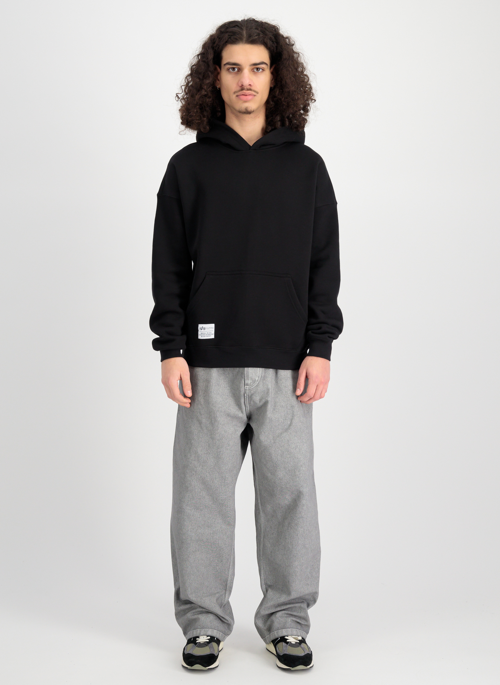 Alpha Industries Sweats à capuche Logo Backprint Hoodie homme noir ...