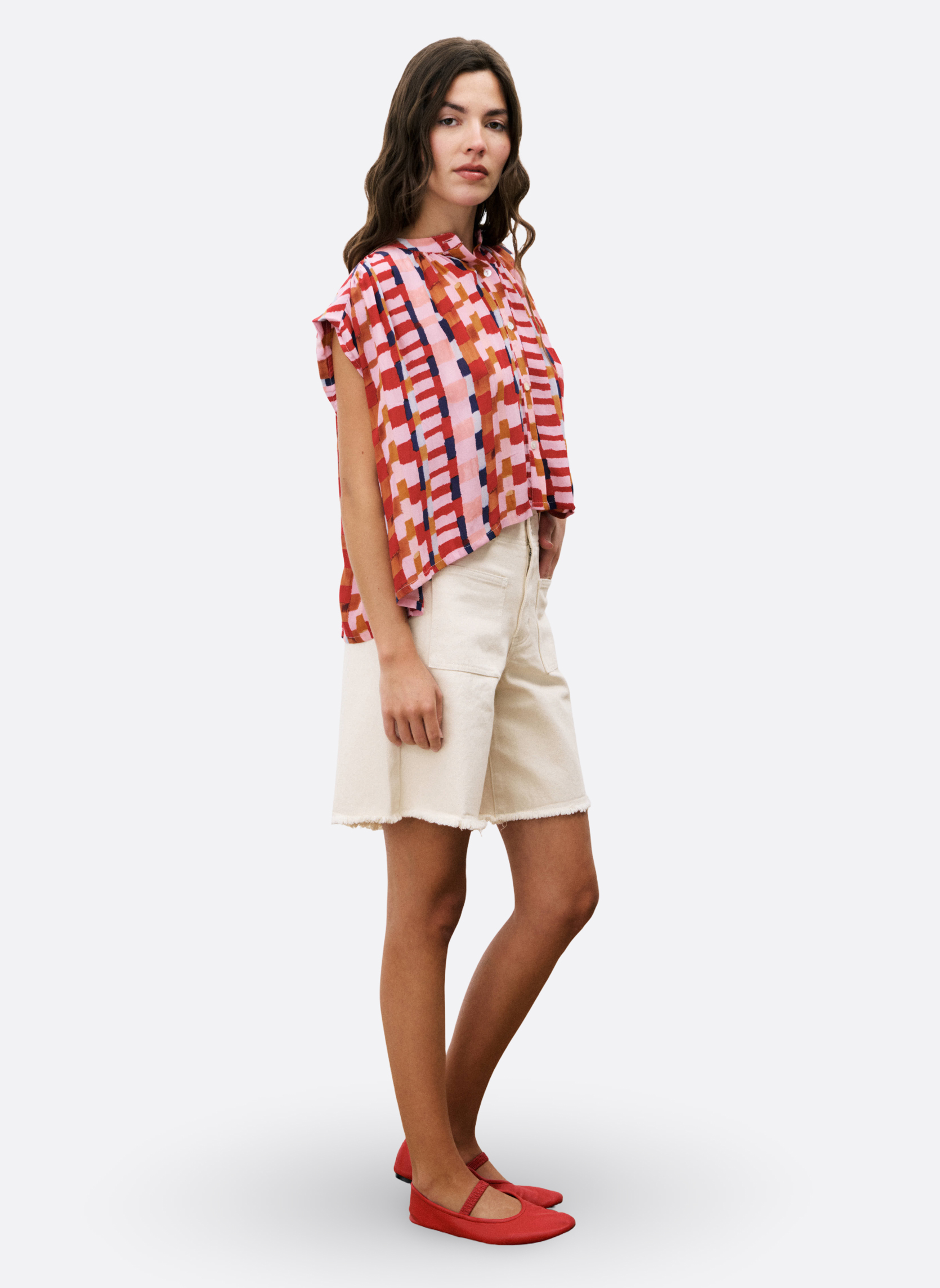 FRNCH Chemises manches longues Chemise EDLYNE Spatule femme rose ...