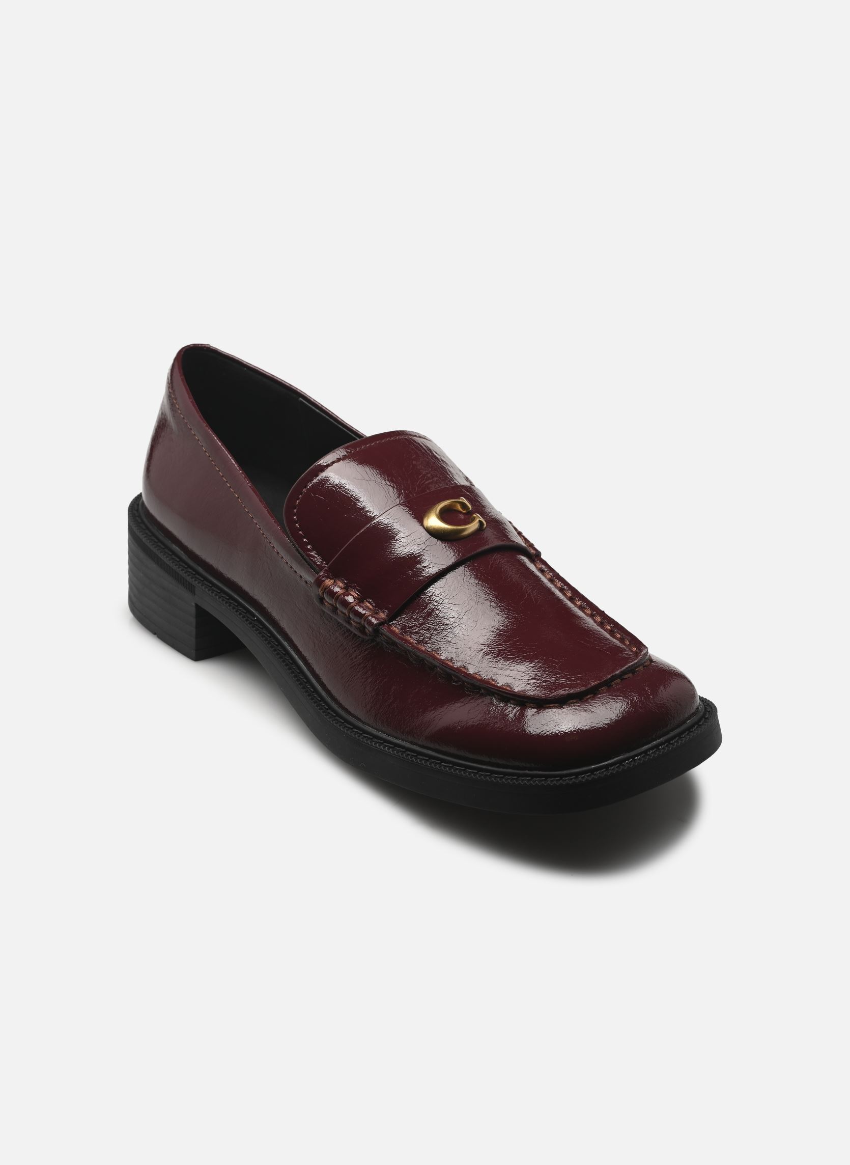 Coach Mocassins glazed leather penny loafer femme bordeaux | Sarenza France