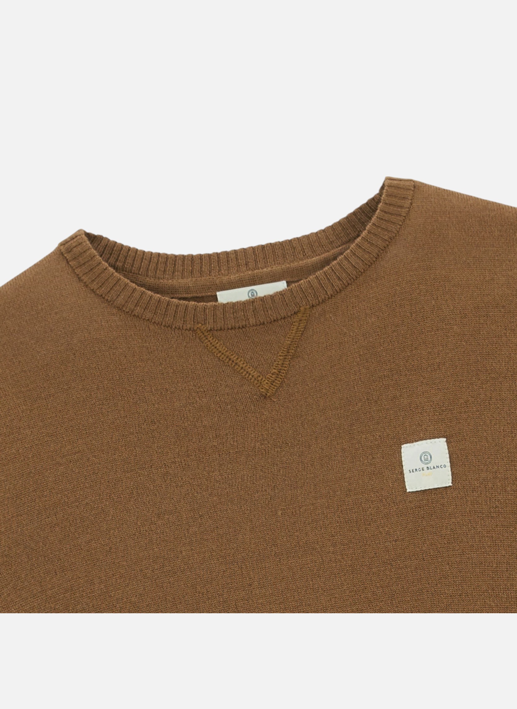 Serge Blanco Pulls Pull col rond marron noisette Murat PLAY homme ...