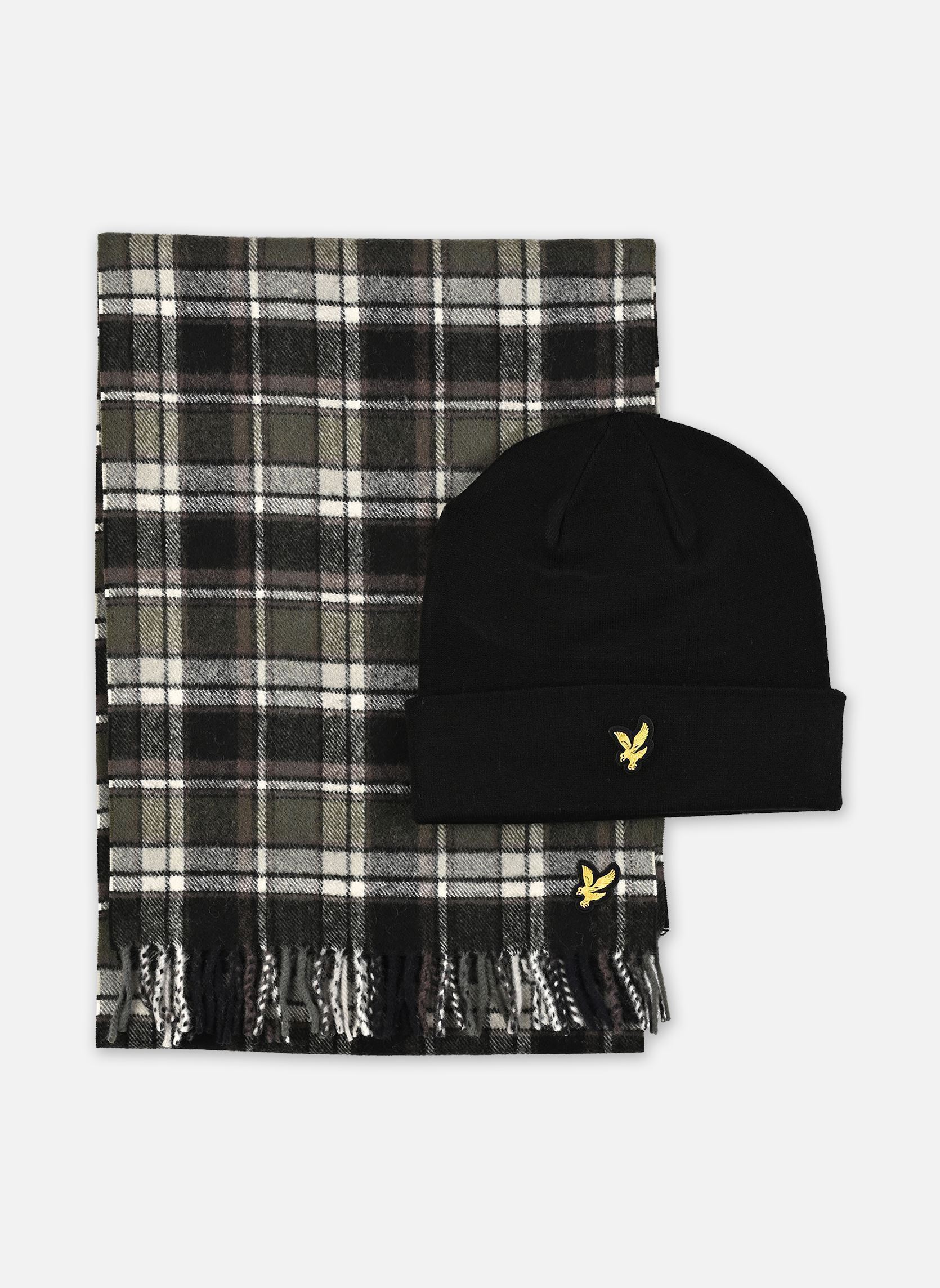 Lyle & Scott Bonnets Lambswool Blend Scarf And Beanie Set homme noir ...