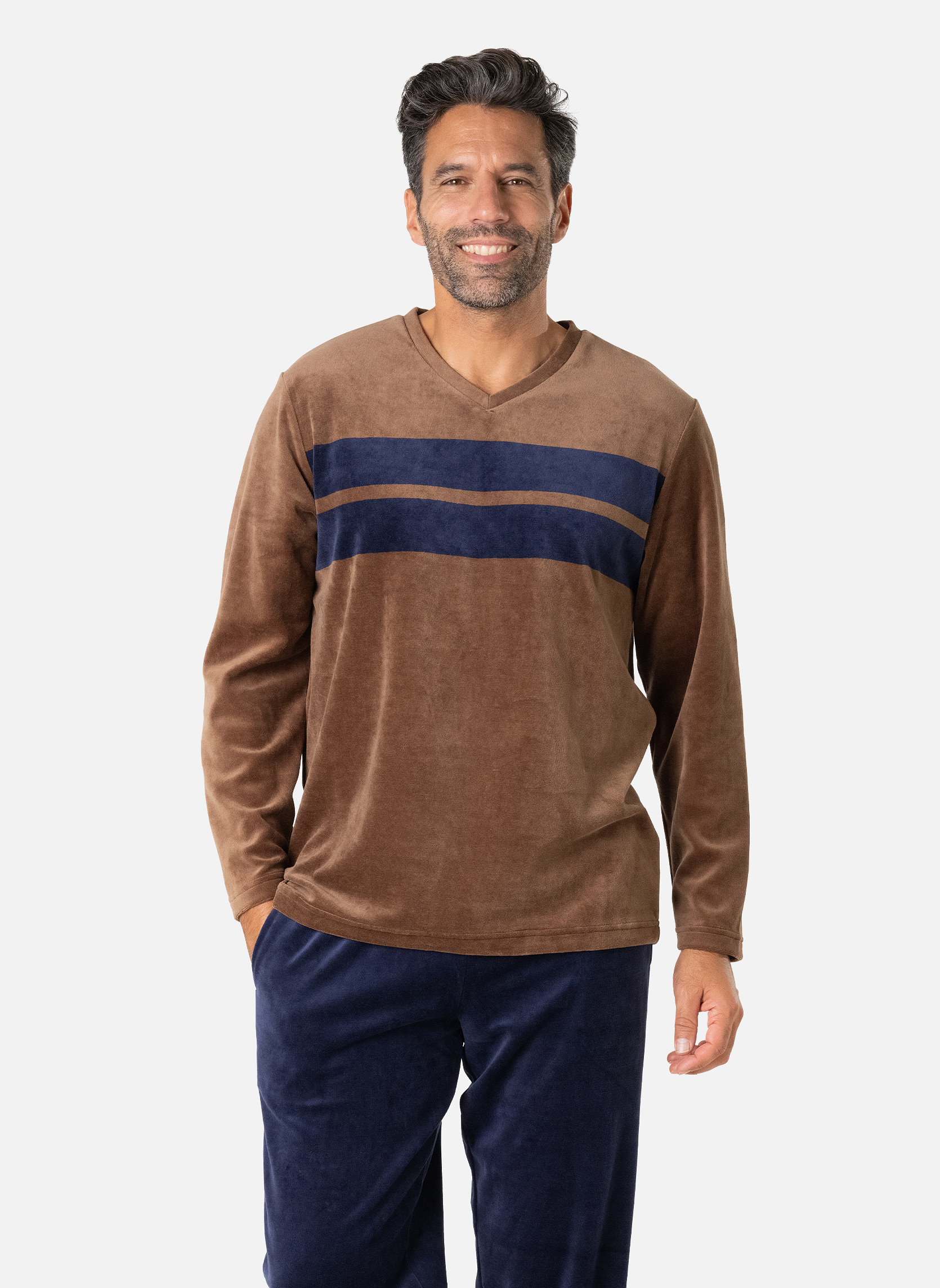 Eminence Combinaisons Pyjama long col V velours homme Eminence ...