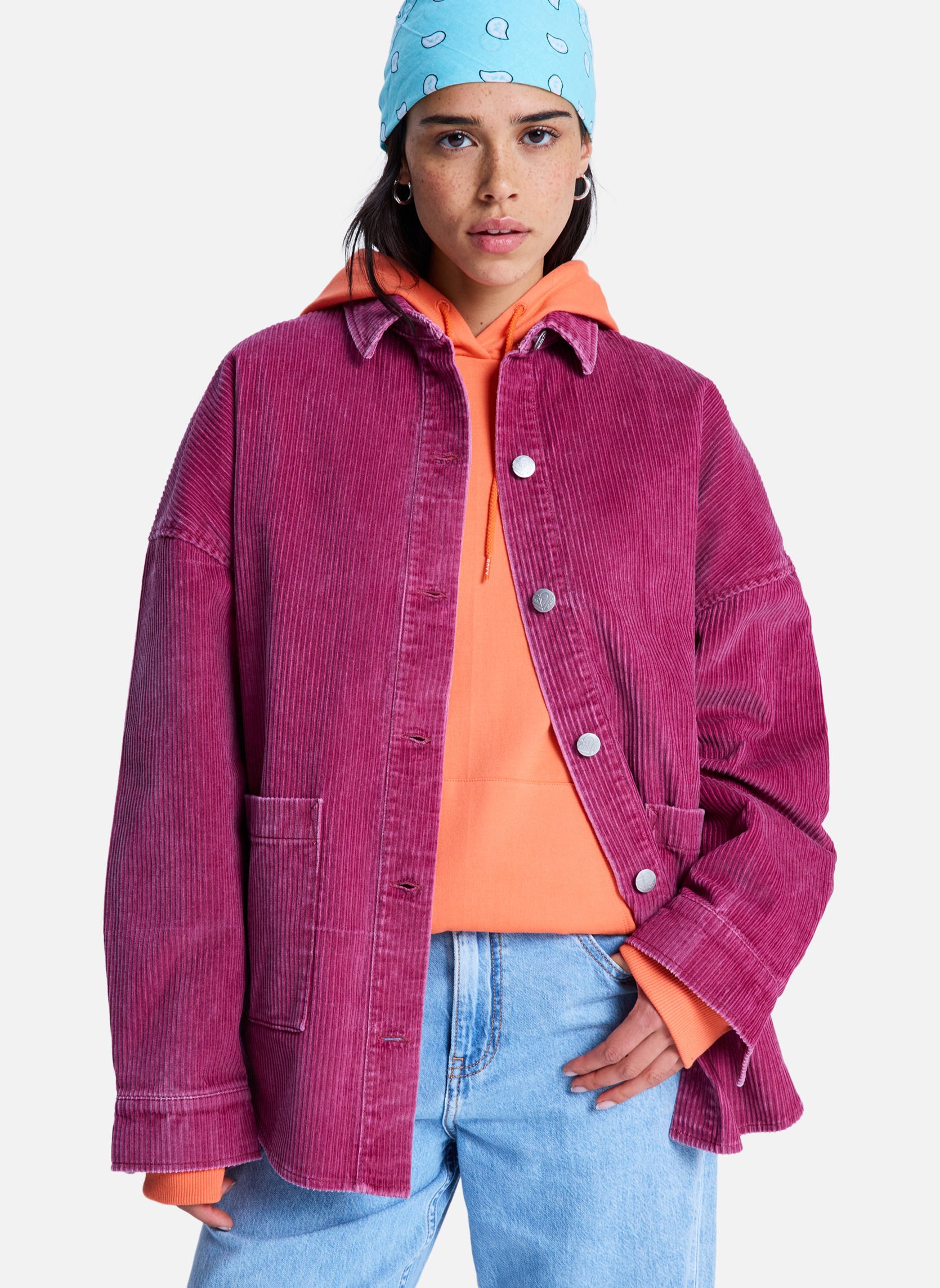 Roxy Blousons Kick Back Washed Cord femme rose | Sarenza France