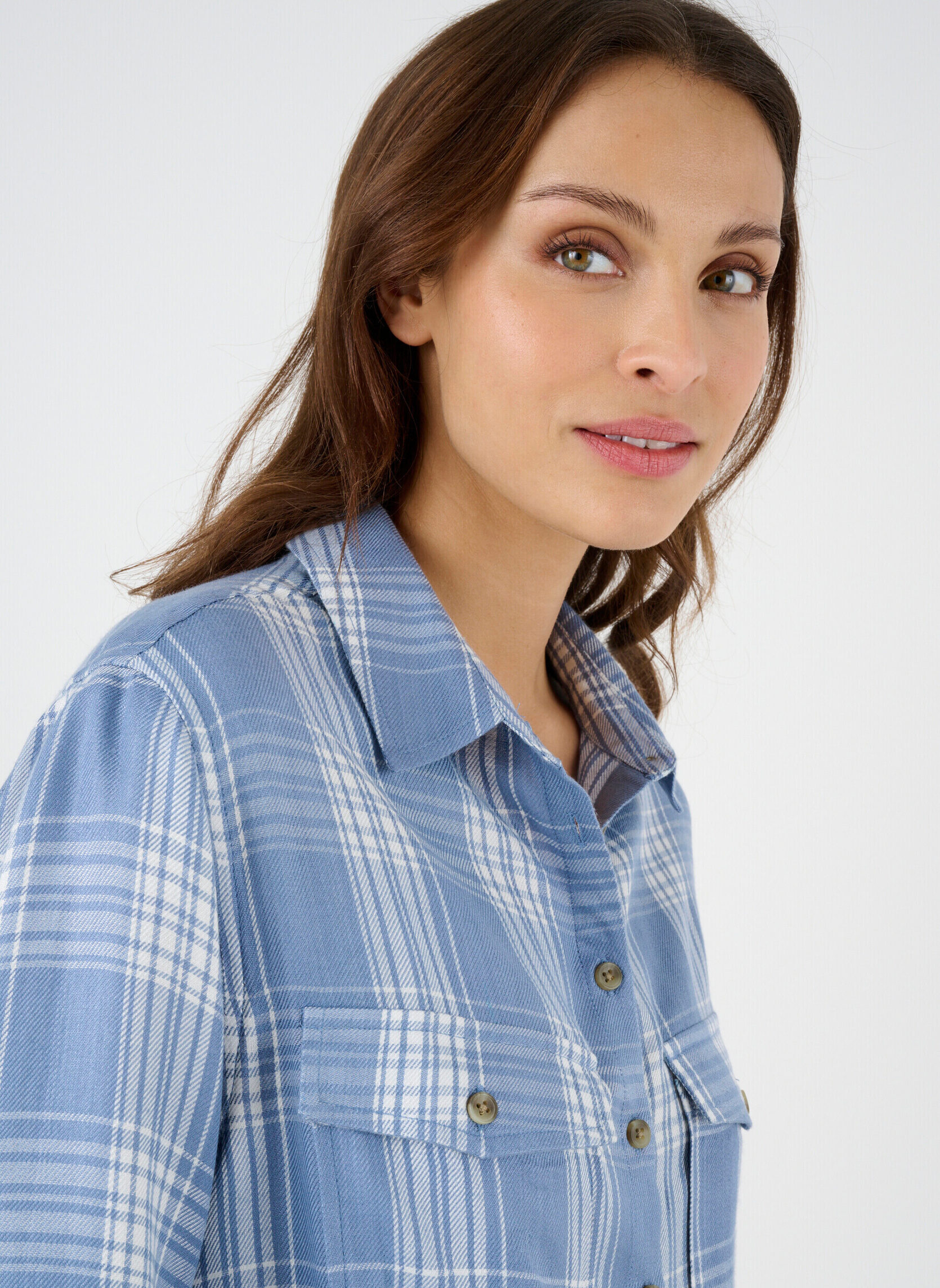 Damart Chemises manches longues Chemise tunique pure viscose bleu ...