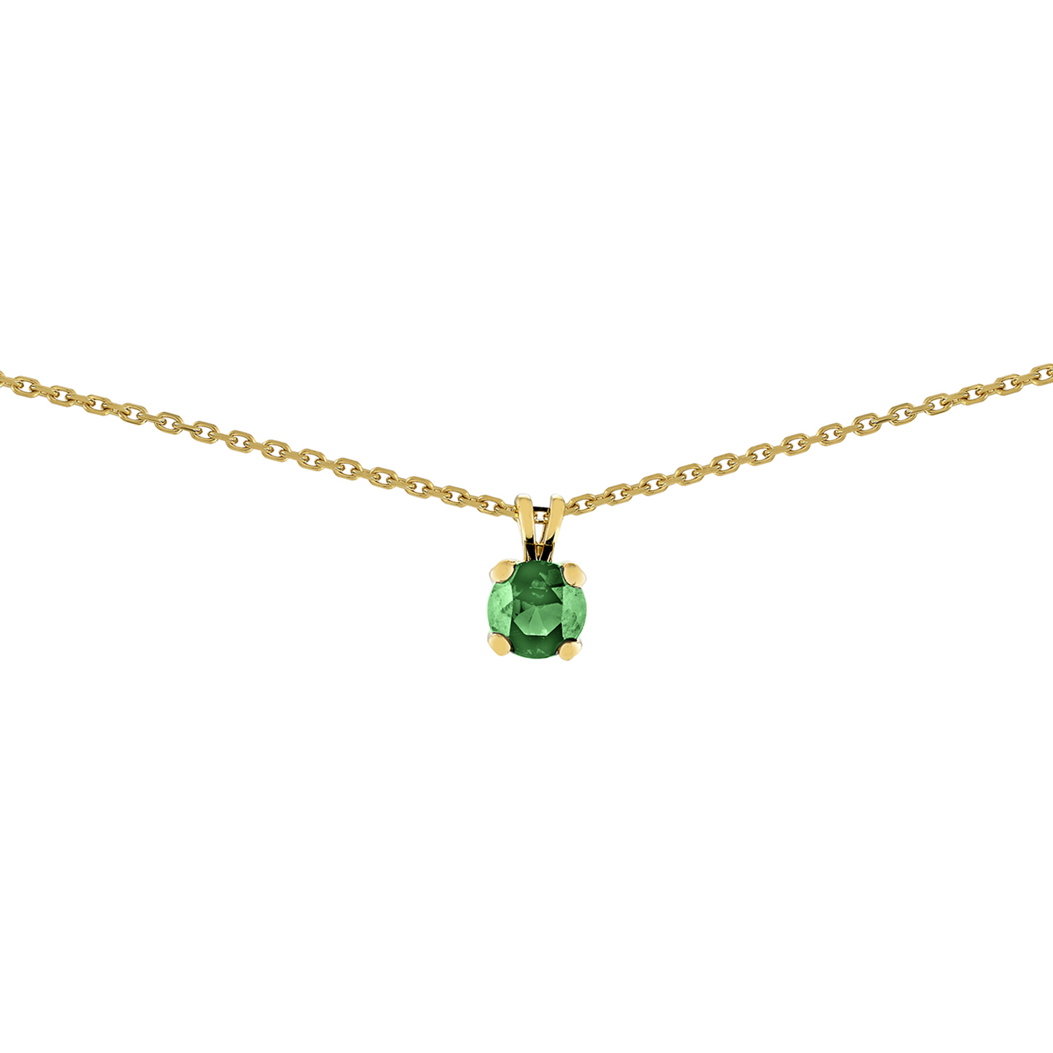 Brillaxis Colliers Collier solitaire émeraude or jaune 18 carats or ...