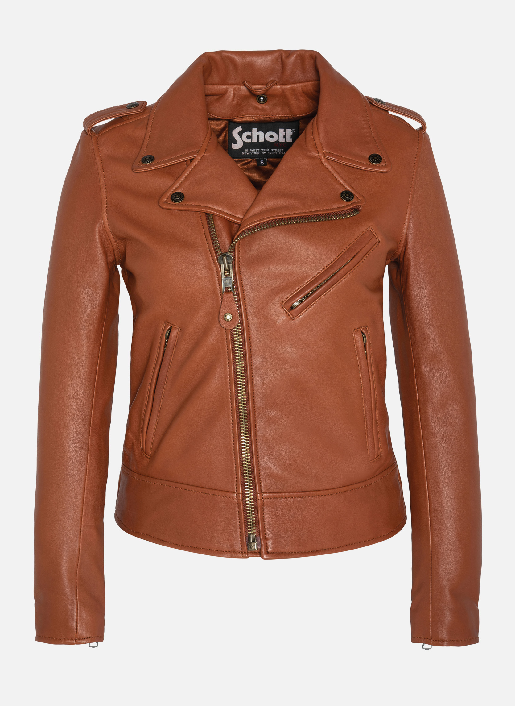 Schott Vestes en cuir Blouson Perfecto® Cognac femme marron | Sarenza ...