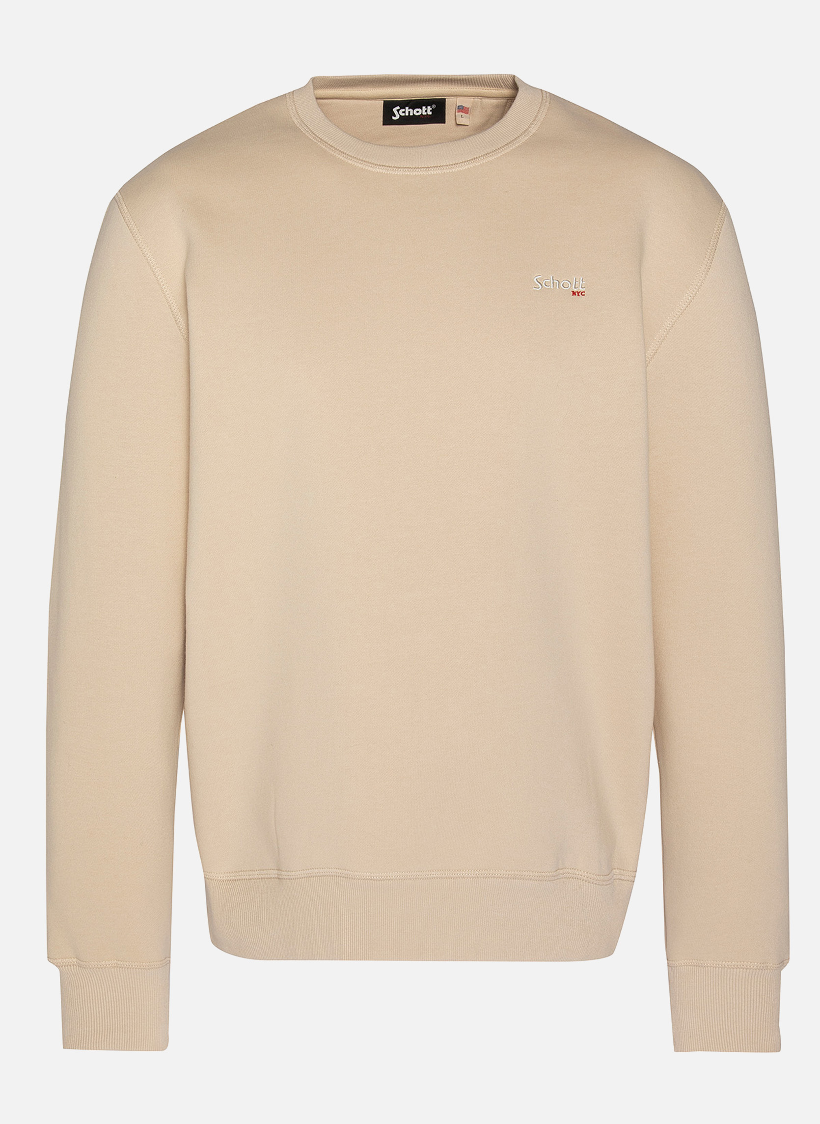 Schott Sweats à capuche Sweatshirt col rond en molleton épais Beige ...