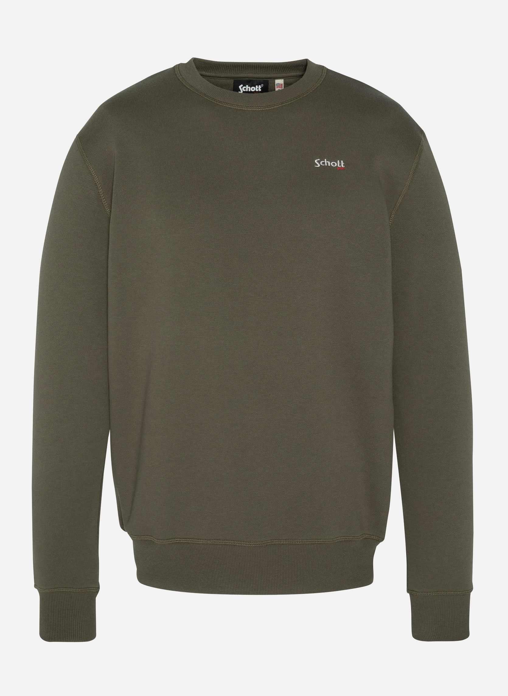 Schott Sweats à capuche Sweatshirt ras du cou Sage kaki homme vert ...