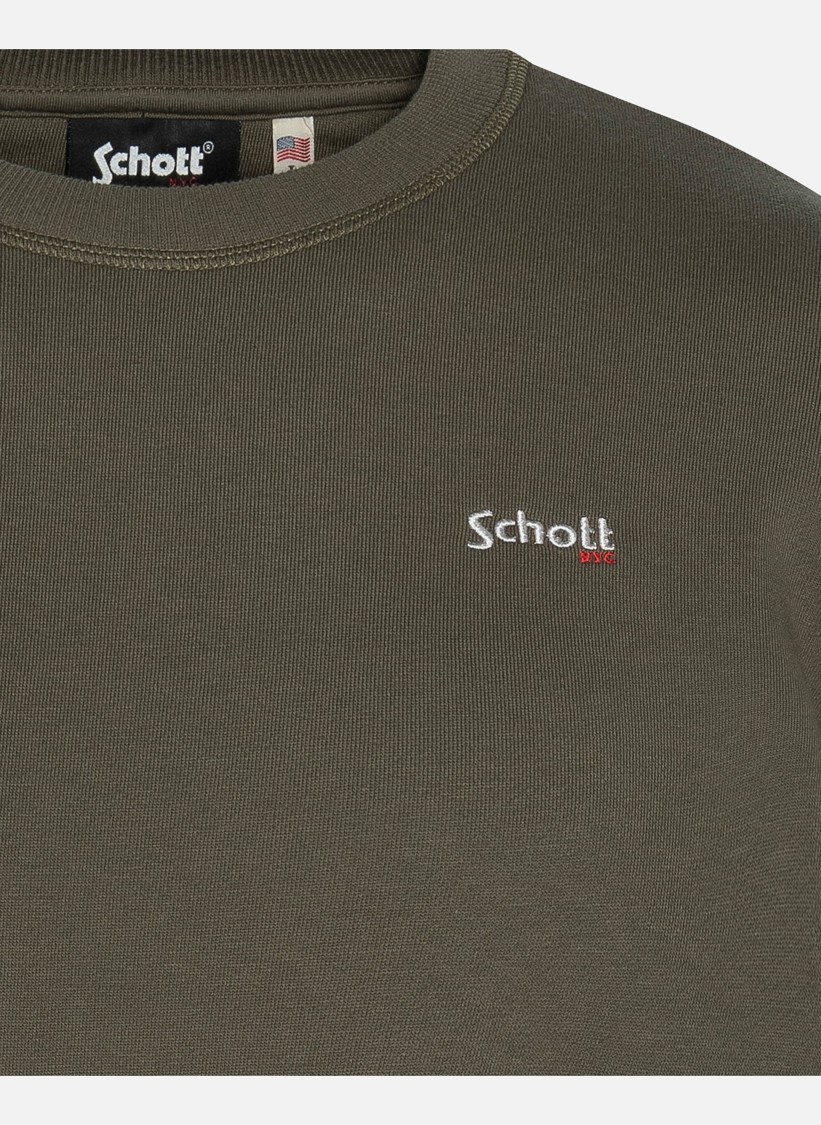 Schott Sweats à capuche Sweatshirt ras du cou Sage kaki homme vert ...