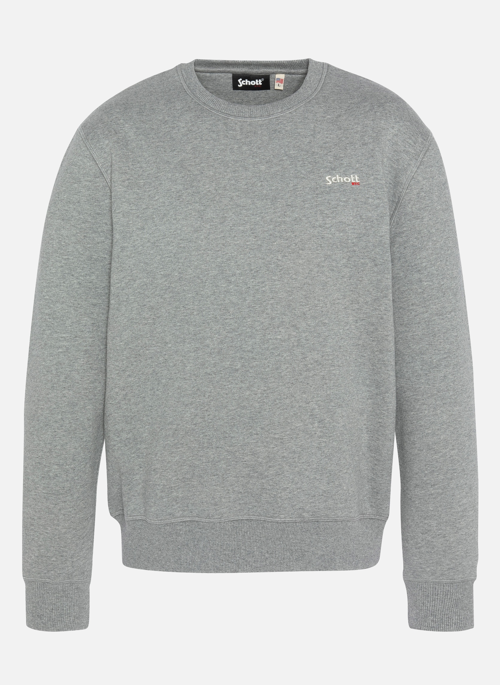 Schott Sweats à capuche Sweatshirt ras du cou Gris chiné homme gris ...