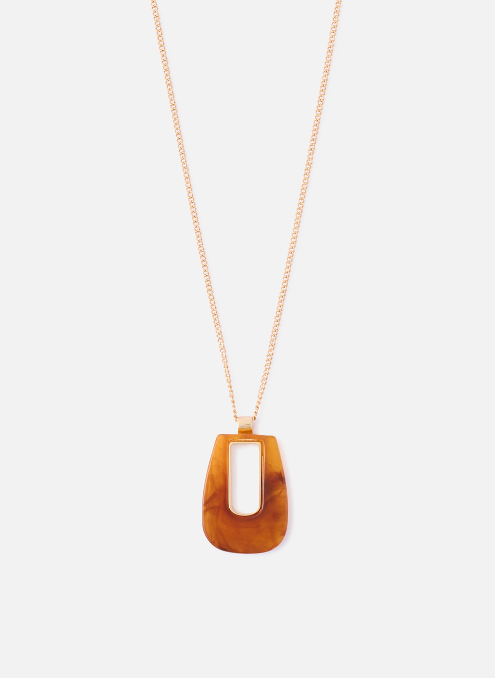 Balaboosté Colliers Collier long à pendentif en résine marron marron ...
