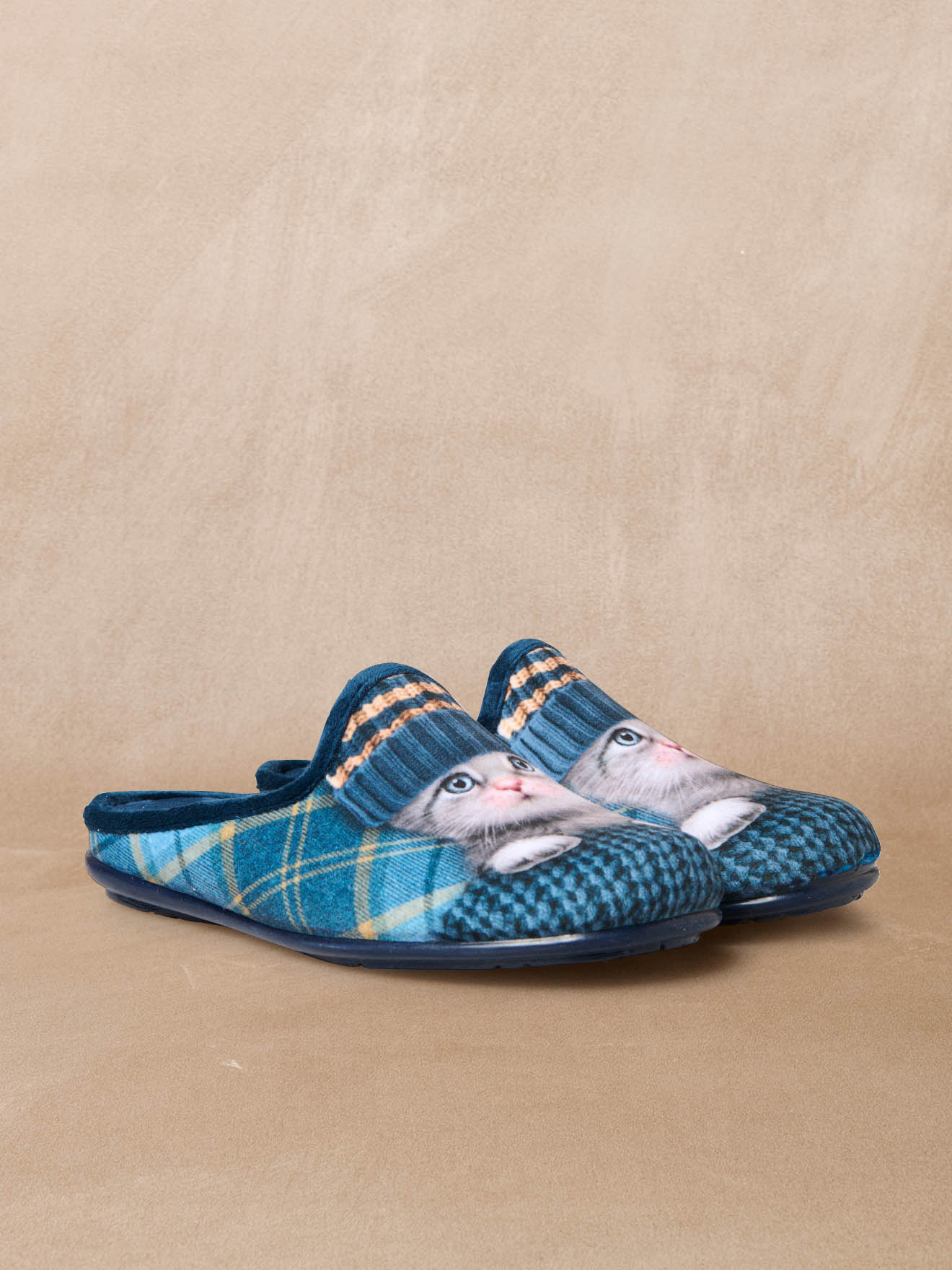 Pediconfort Chaussons Mules fantaisie motif chat ou chien - Imprimé ...