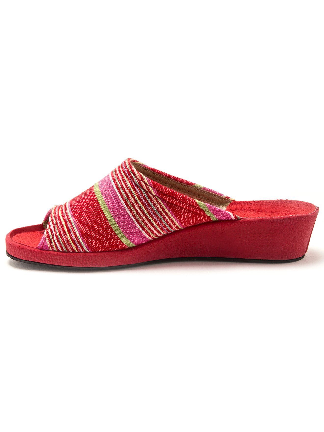 Pediconfort Chaussons Mules rayées grande largeur - Rayé rouge femme ...