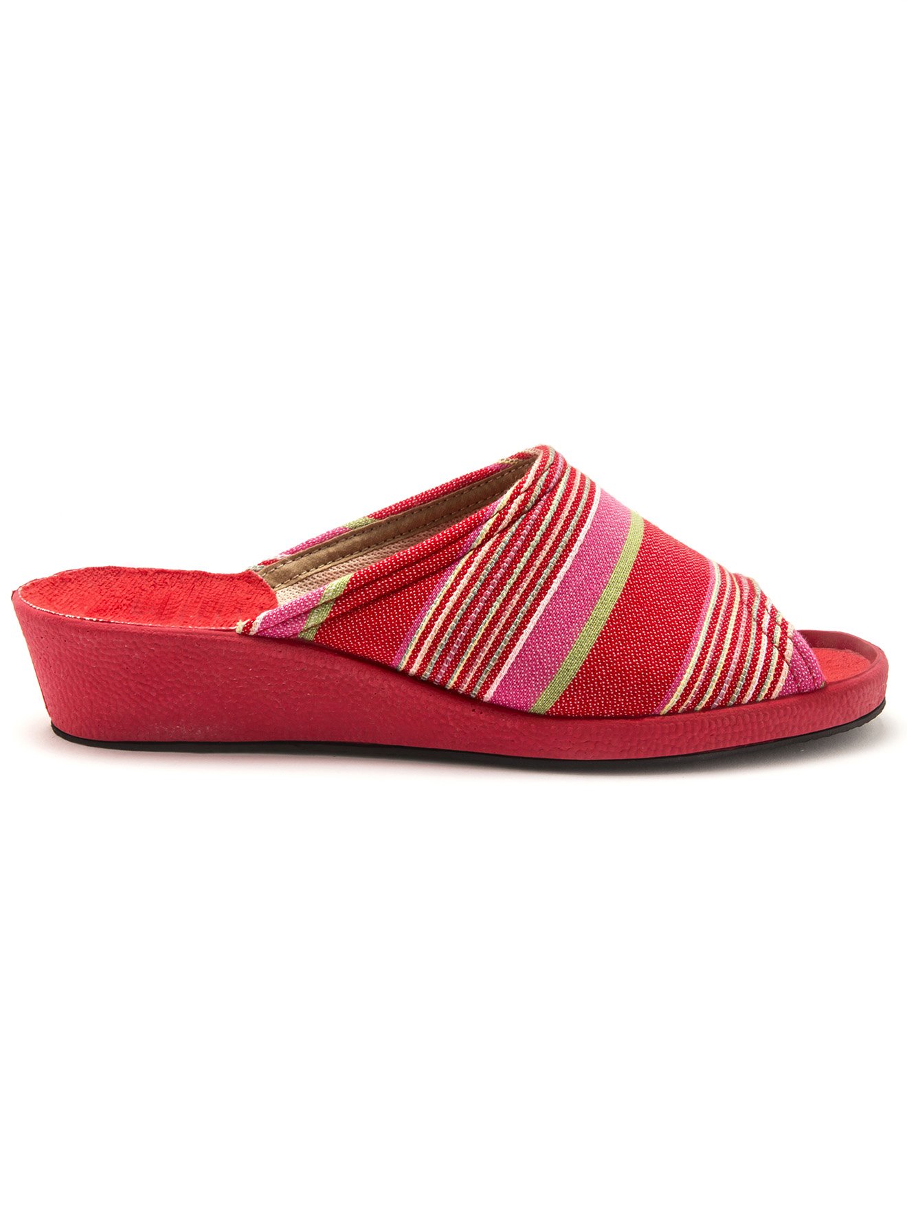Pediconfort Chaussons Mules rayées grande largeur - Rayé rouge femme ...