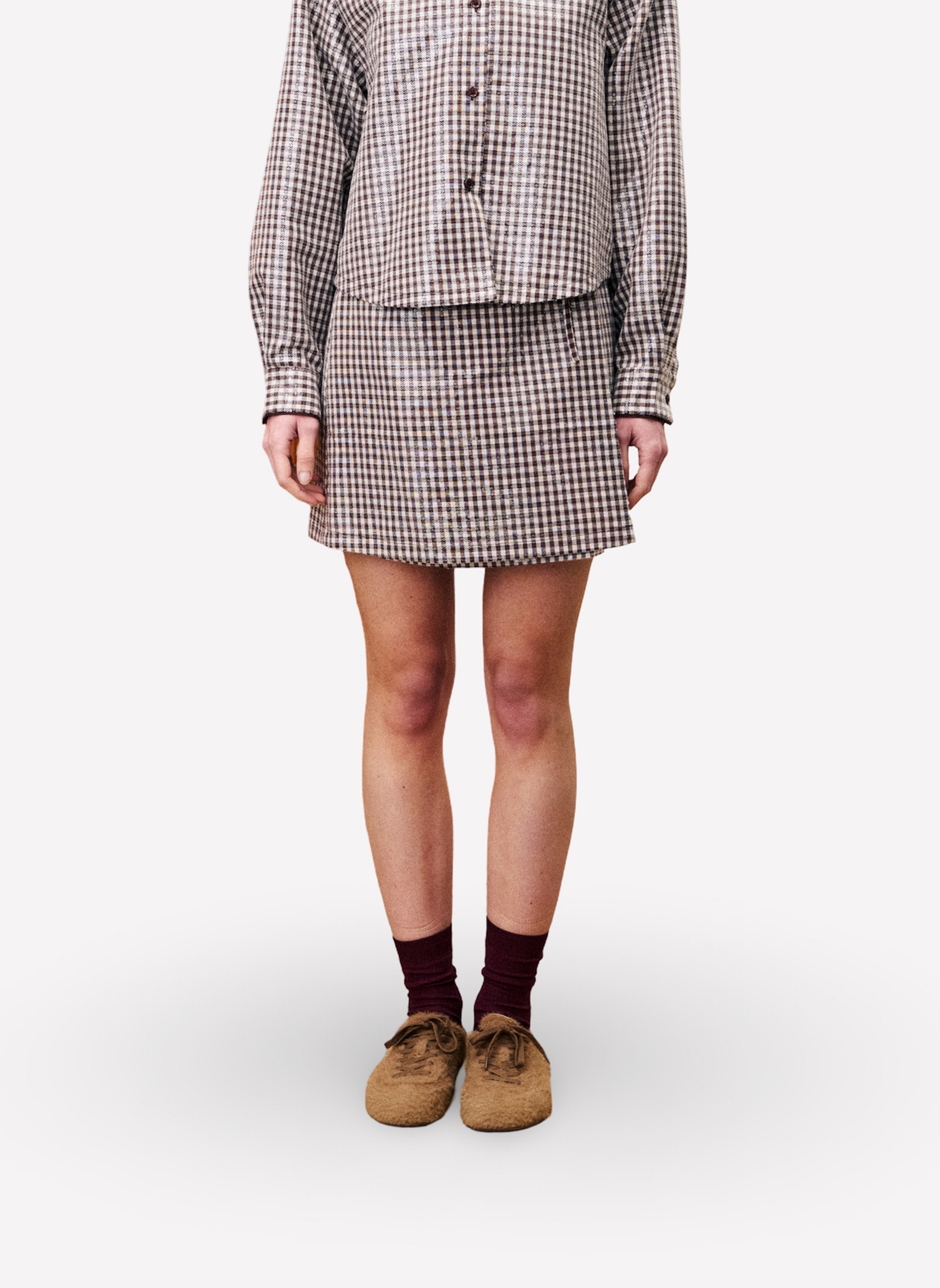 FRNCH Jupes mi-longues Jupe en coton STEINBECK femme marron | Sarenza ...