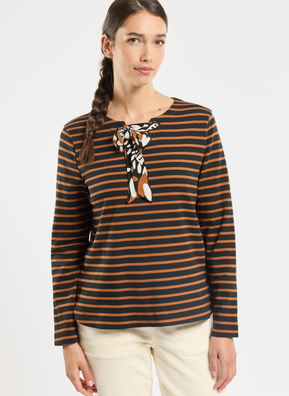 Armor Lux Tee-shirts manches courtes Marinière 74850 noir/caramel café ...