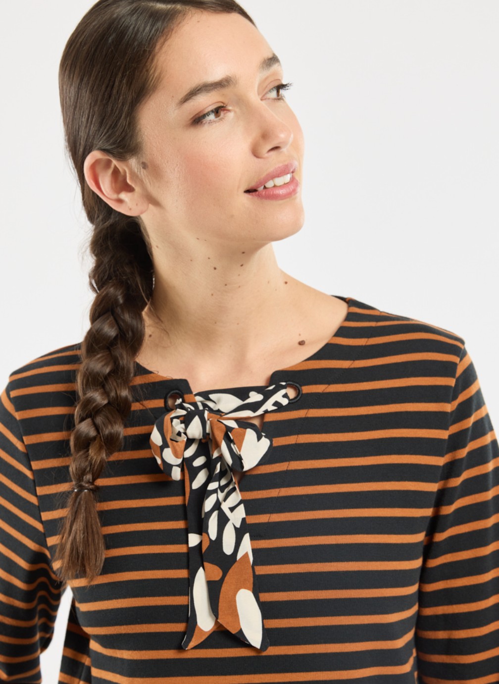 Armor Lux Tee-shirts manches courtes Marinière 74850 noir/caramel café ...