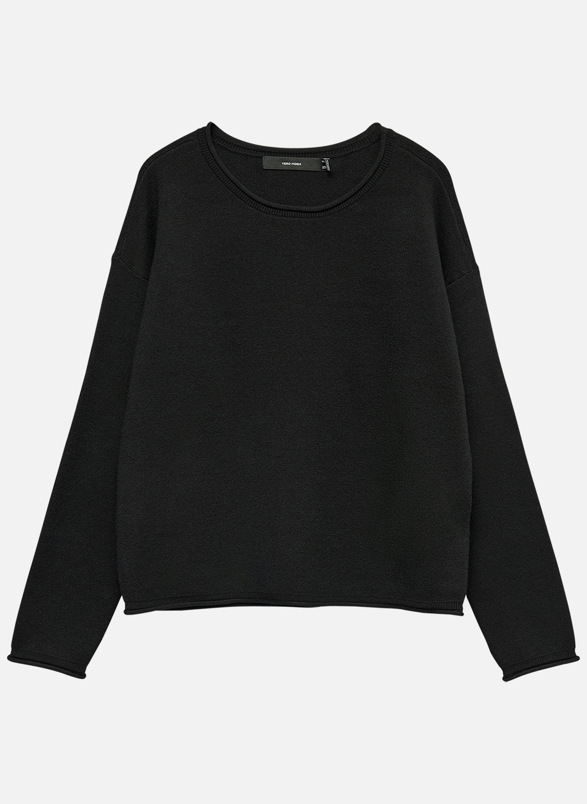 Vero Moda Pulls Pull noir uni à coupe ample avec un col rond et des ...