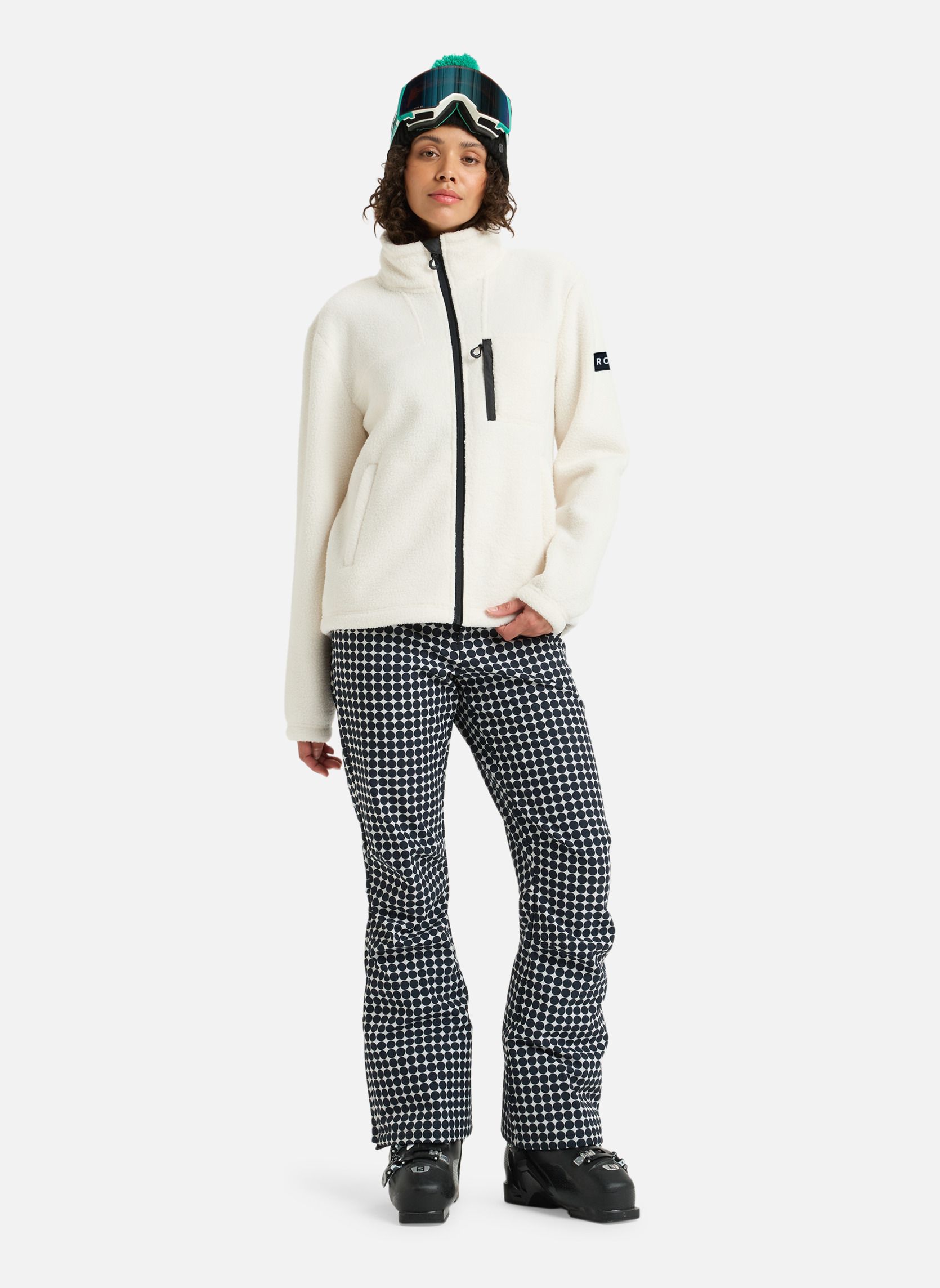 Roxy Pulls polaire Couche intermédiaire technique ALABAMA FULL ZIP SOLID. blanc | Sarenza France