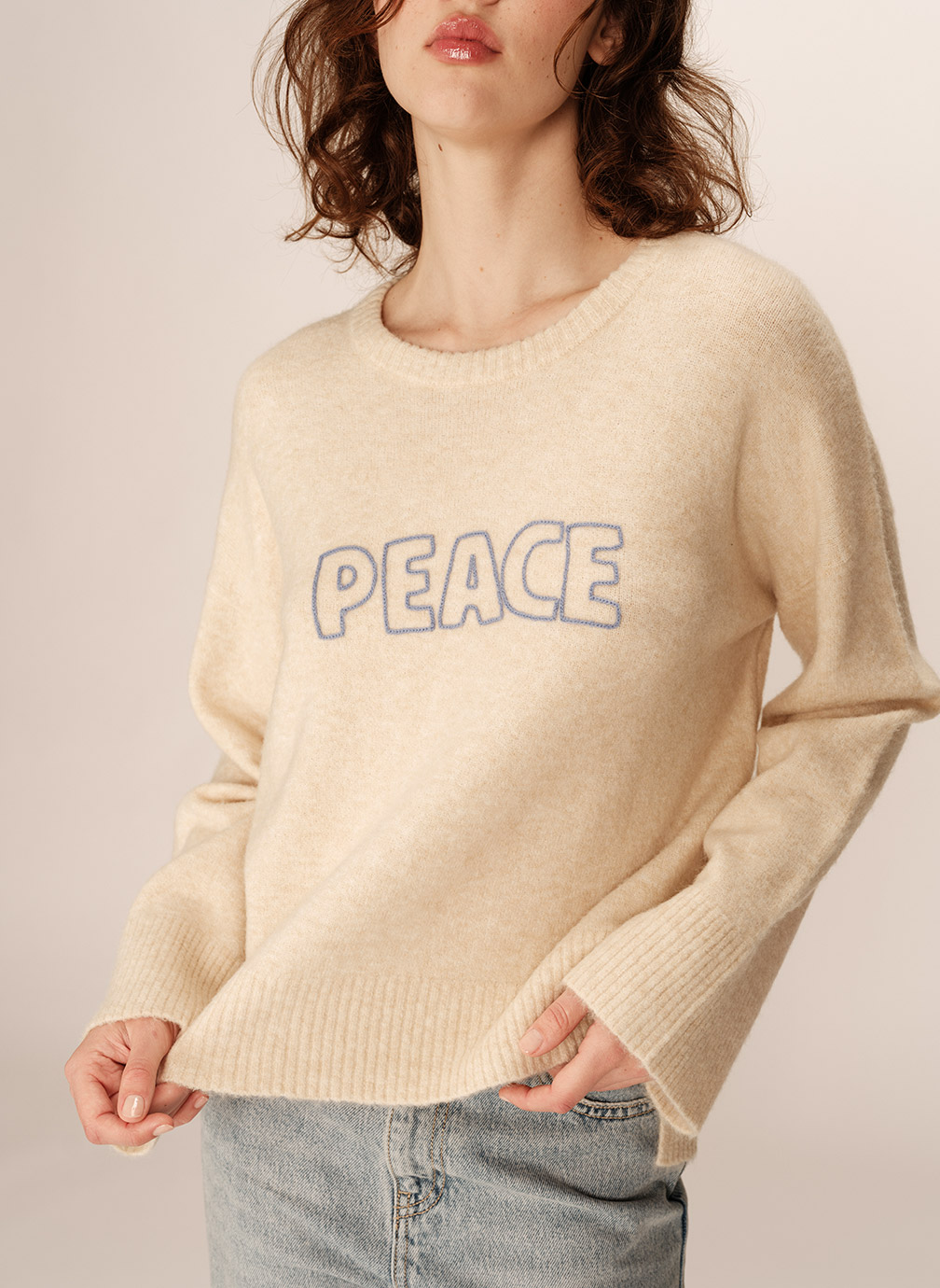 Grace & Mila Pulls Pull a message brode beige Pacifico femme beige ...