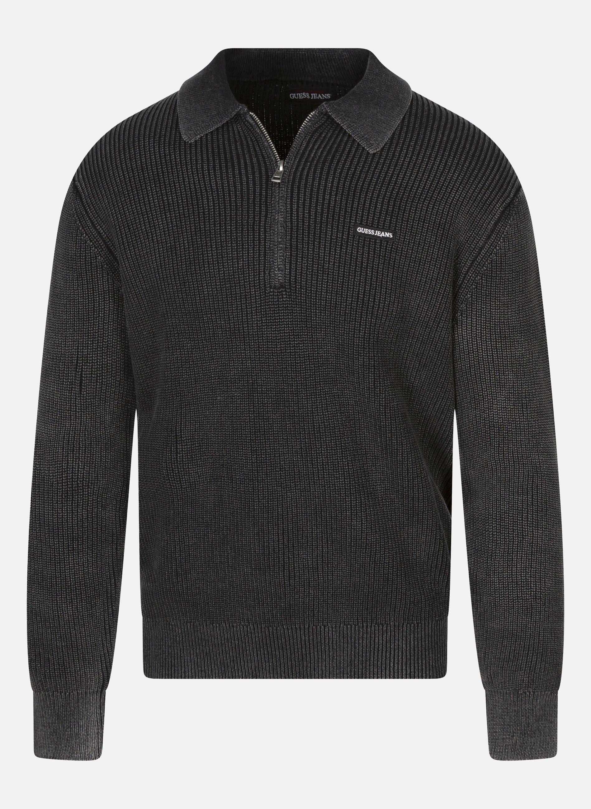 Guess Pulls Pull anthracite en coton avec une coupe droite et un col à ...