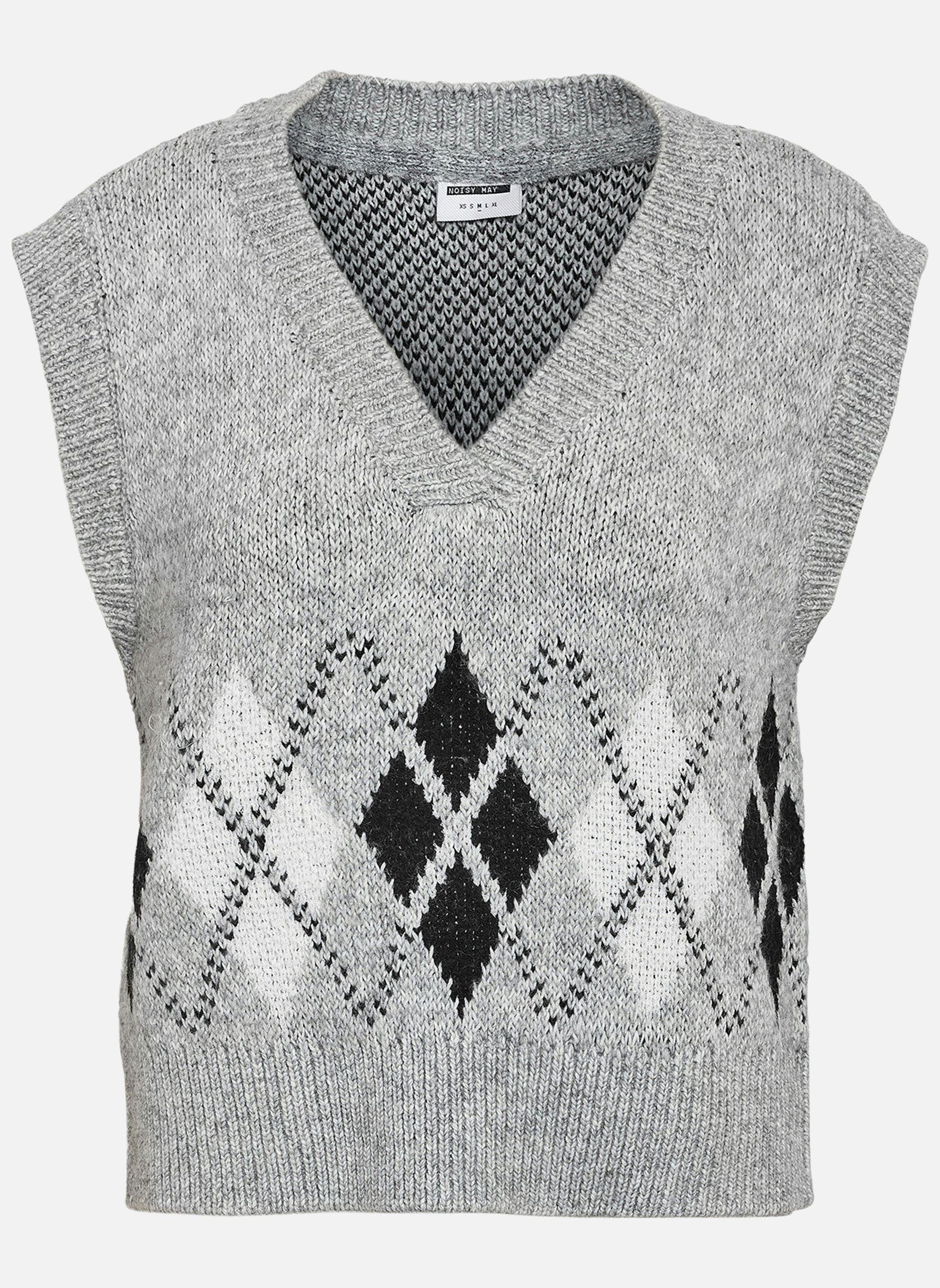Noisy May Pulls Pull sans manches en maille gris clair à motifs ...