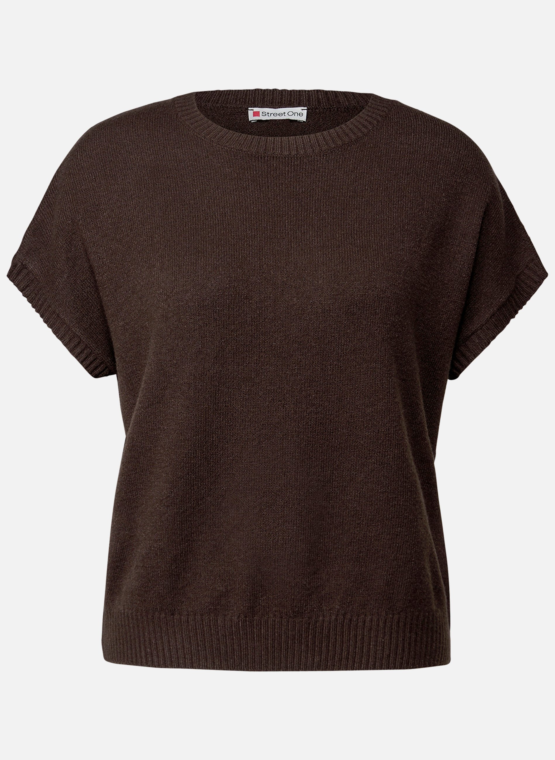 Street One Pulls Pull marron coupe droite pourvu d'un col rond et de ...
