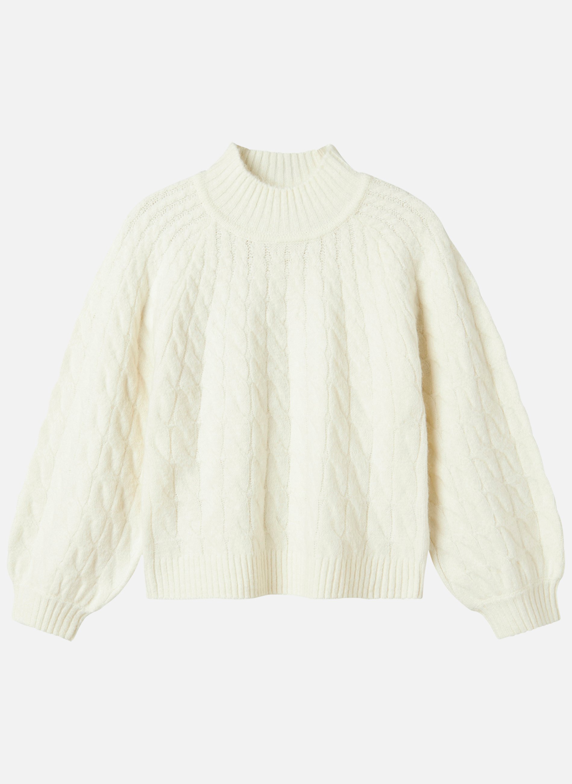 Name it Pulls Pull écru en maille tricotée pourvu d'un col montant ...
