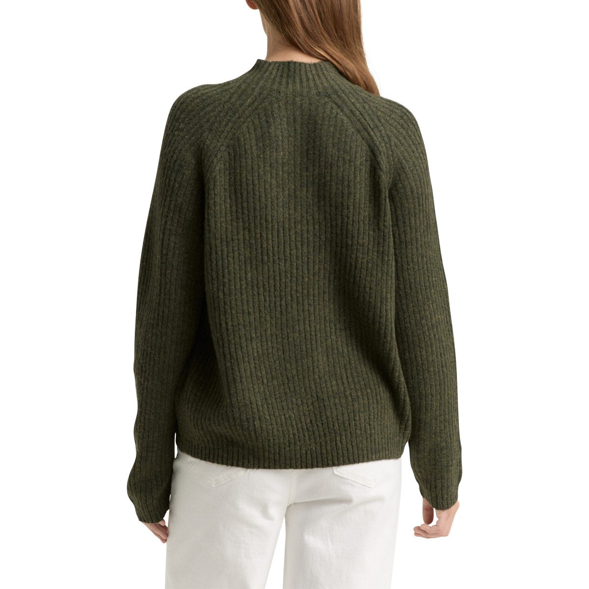 Tom Tailor Pulls Pull kaki uni côtelé avec un col rond et des manches ...