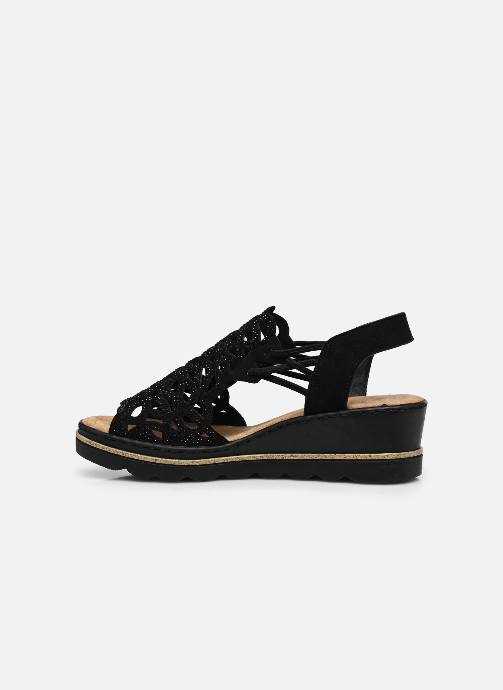 Sandalias y plataformas de cuña 67465 mujer negro Rieker | Sarenza España