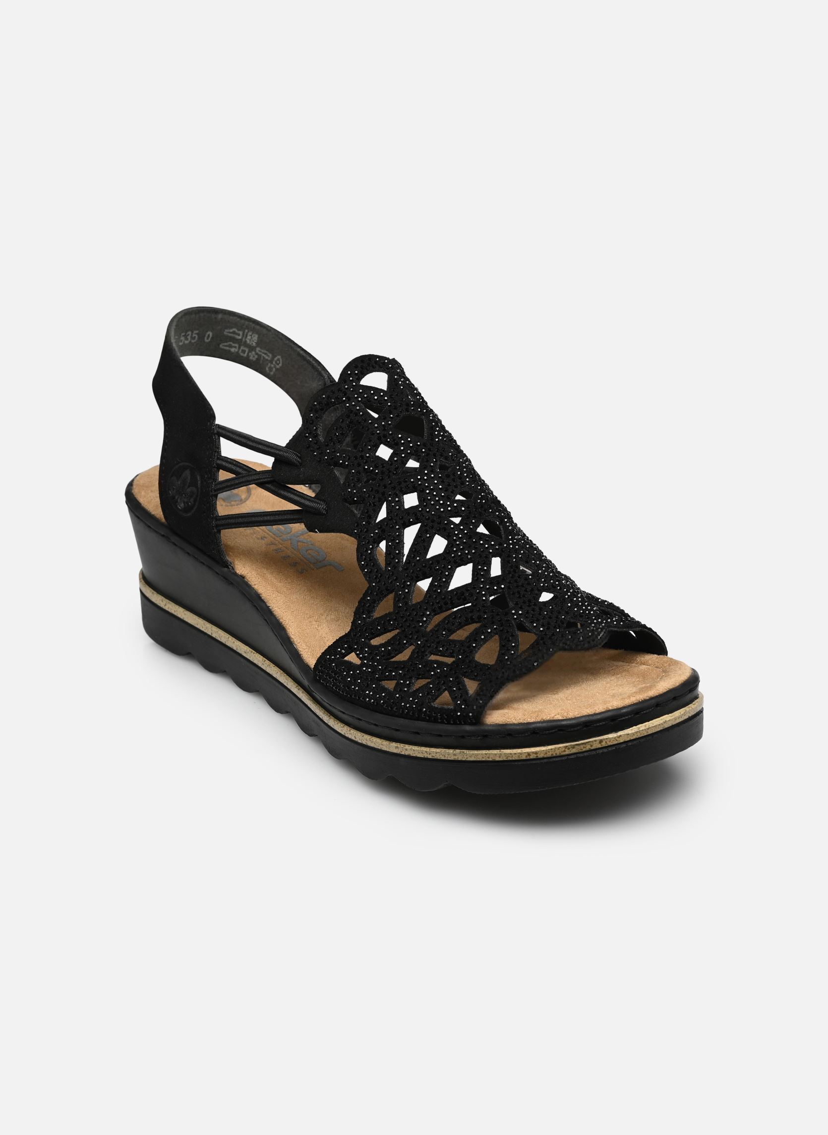 Sandalias y plataformas de cuña 67465 mujer negro Rieker | Sarenza España