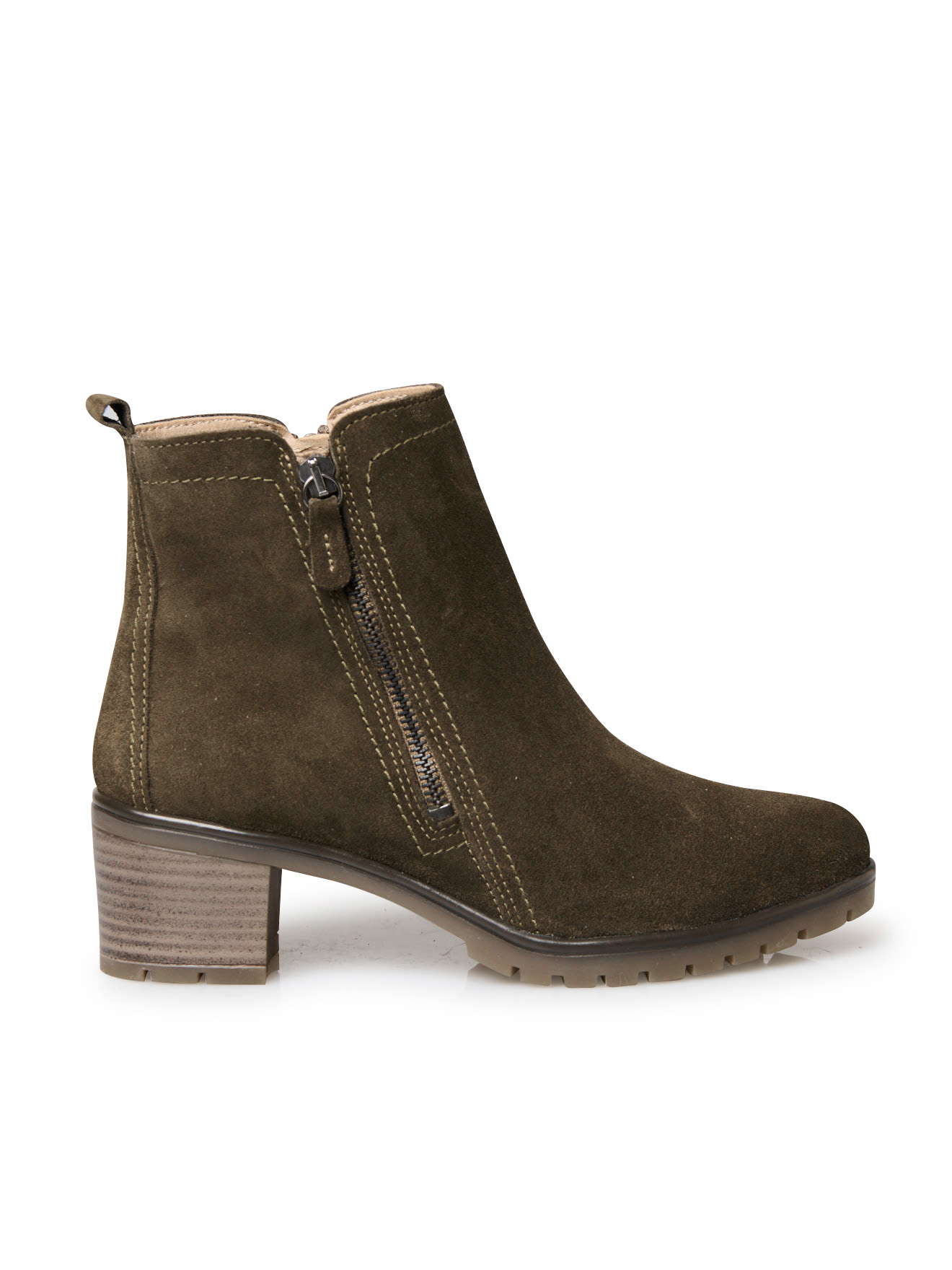Pediconfort Bottines et boots Boots largeur confort cuir velours - Kaki ...